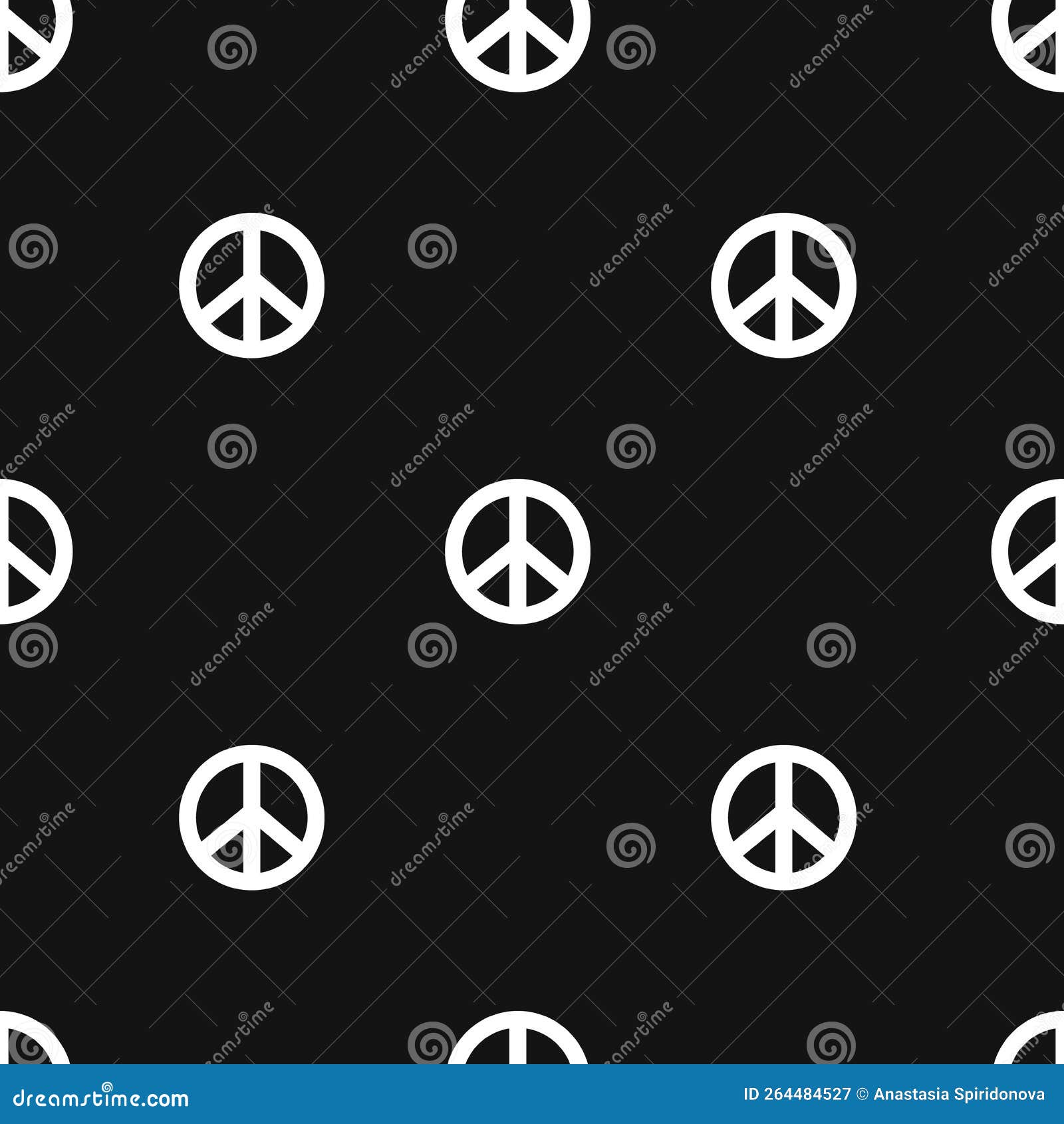 Vector Flat Hand Drawn Seamless Pattern with Pacific, Peace Symbol ...