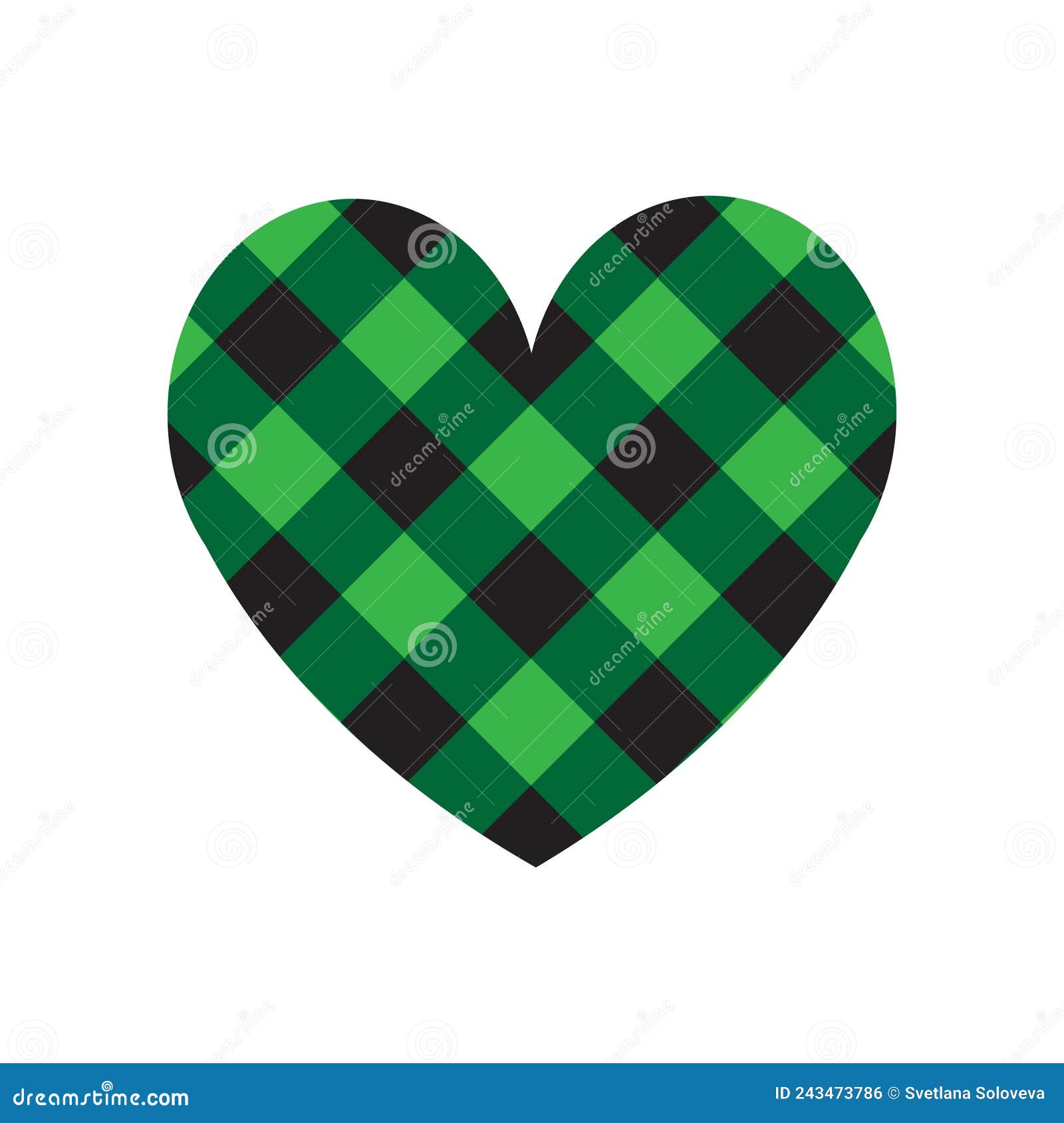 Vector Flat Heart with Green Checkered Texture Stock Vector ...