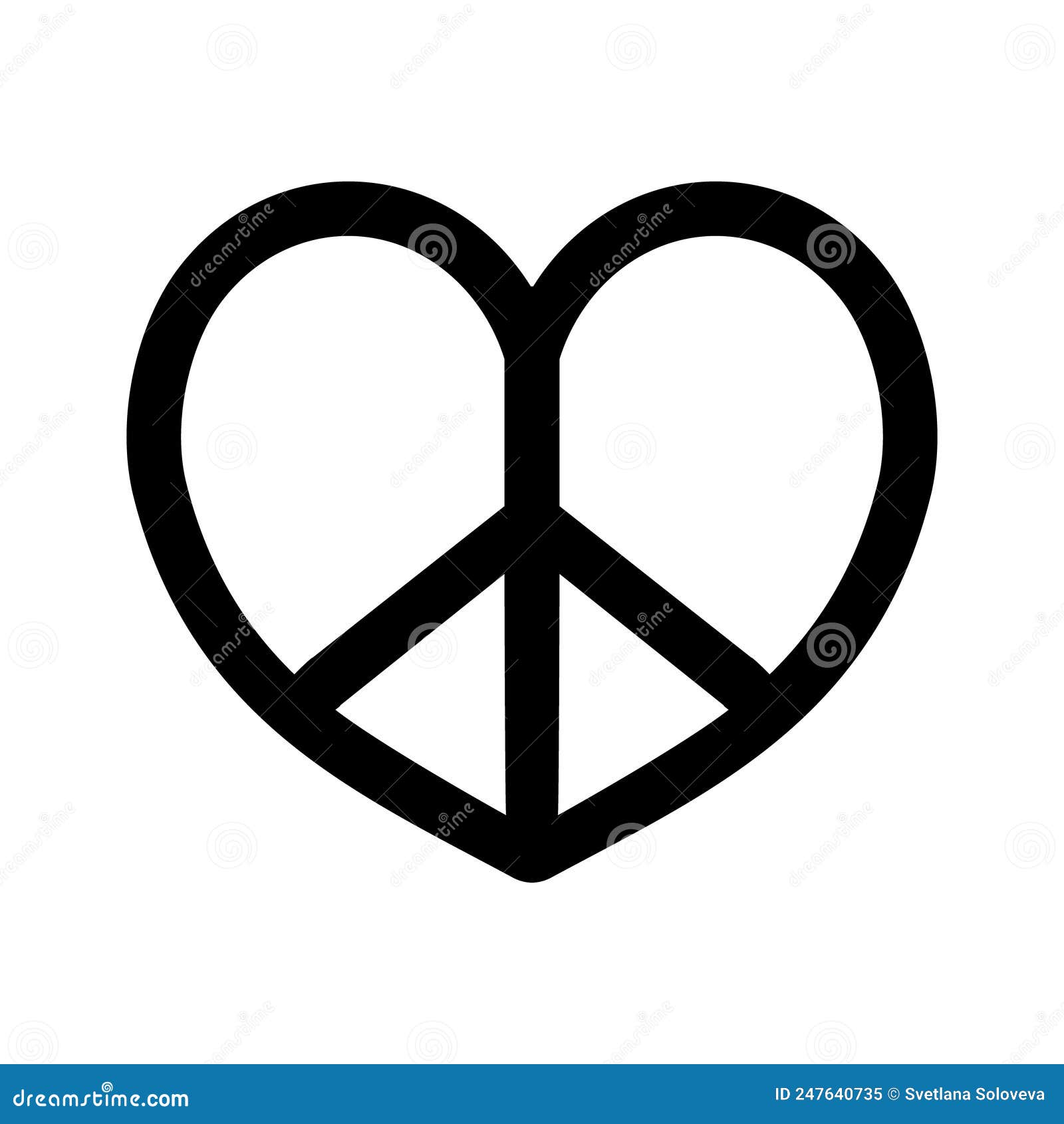 Vector Flat Heart Peace Sign Stock Vector - Illustration of decorative ...