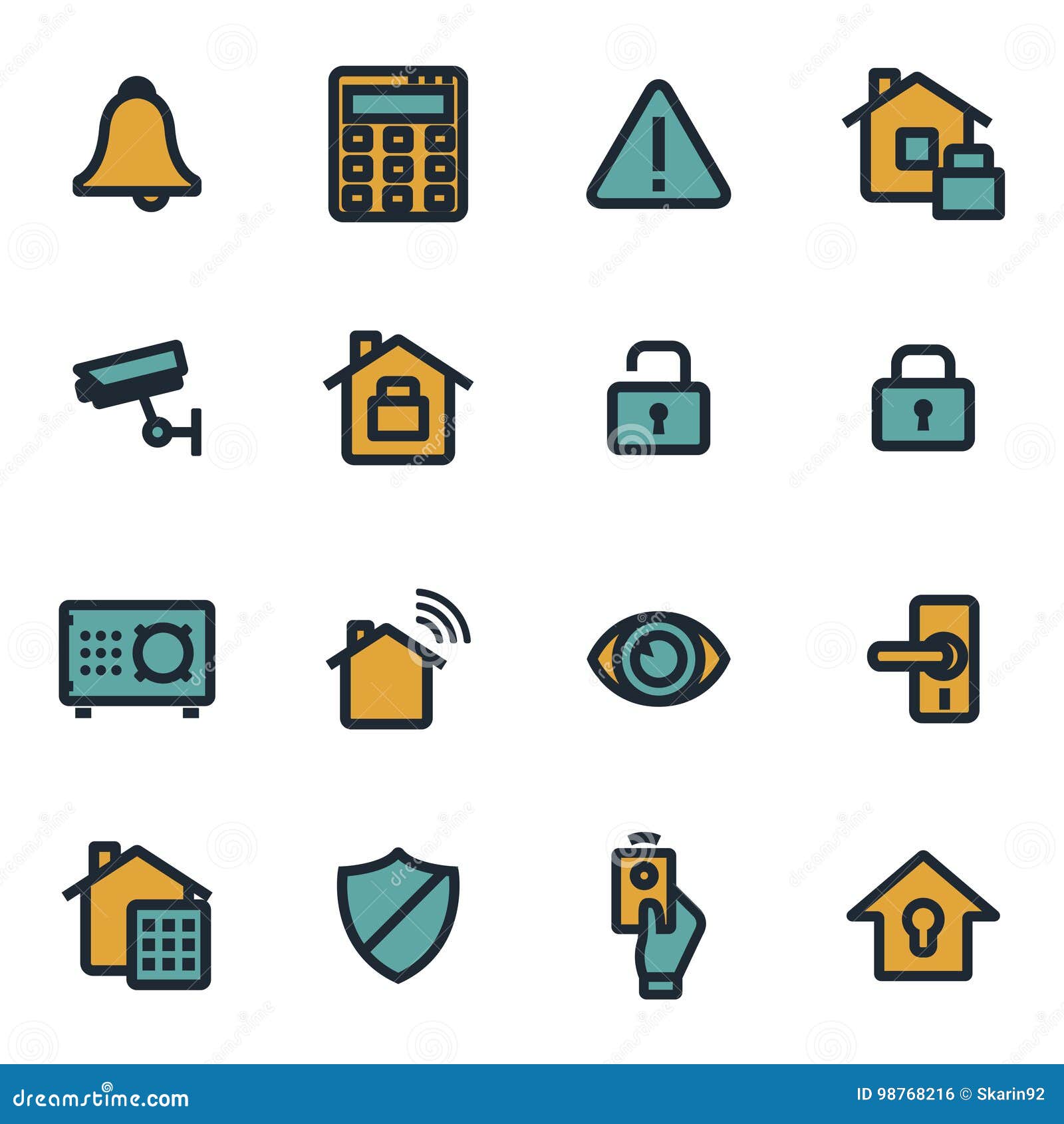 Vector Flat Home Security Icons Set Stock Illustration - Illustration ...