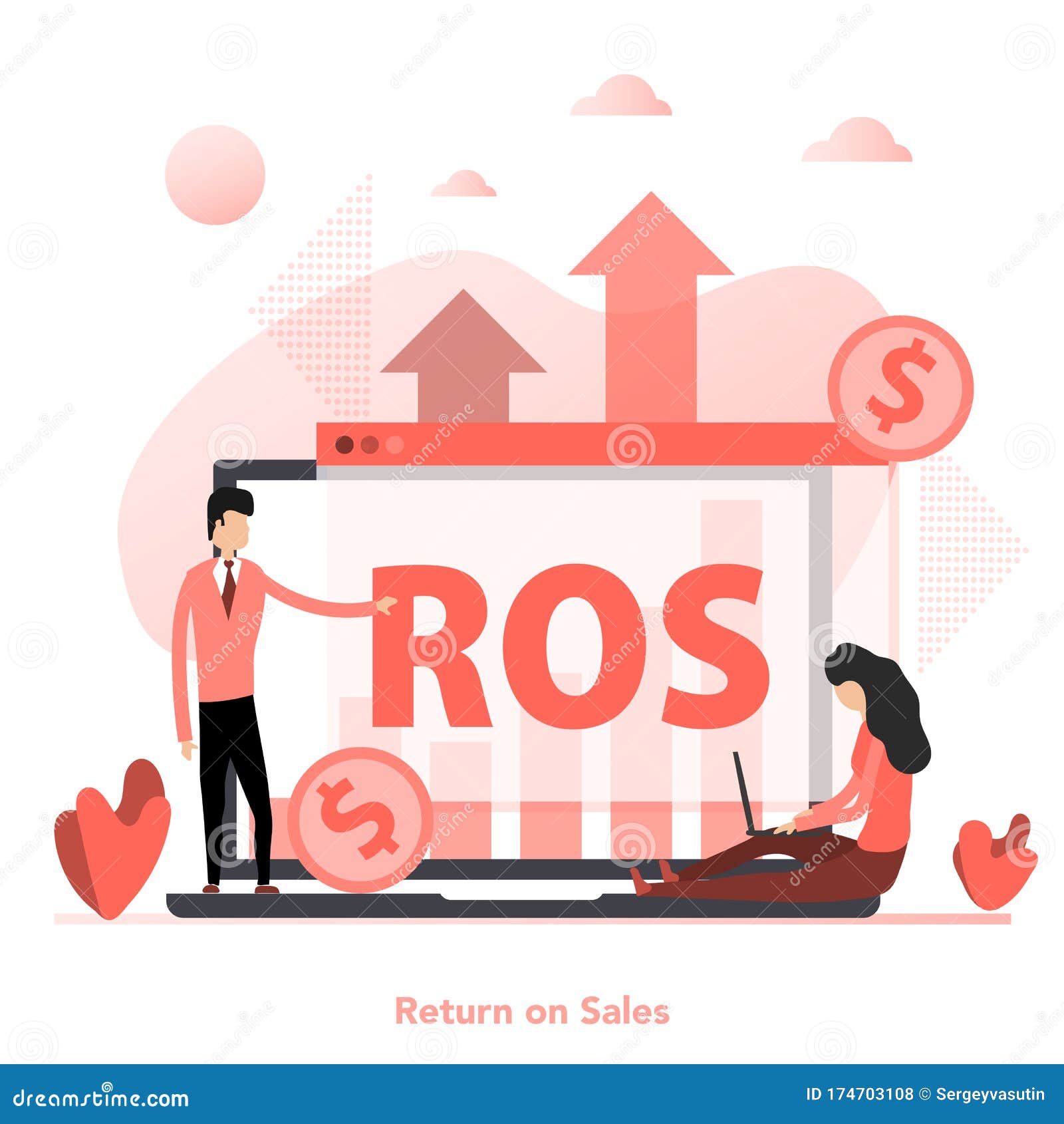 Ros Return On Sales Concept With Icon Set Template Banner With Modern ...