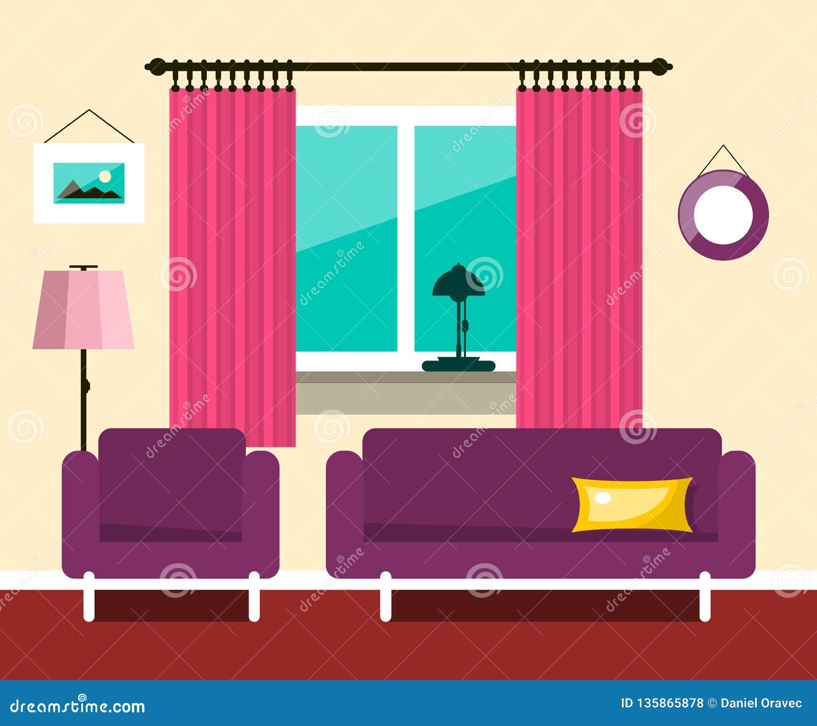 Vector Flat Hotel Room Interior Stock Vector - Illustration of travel ...