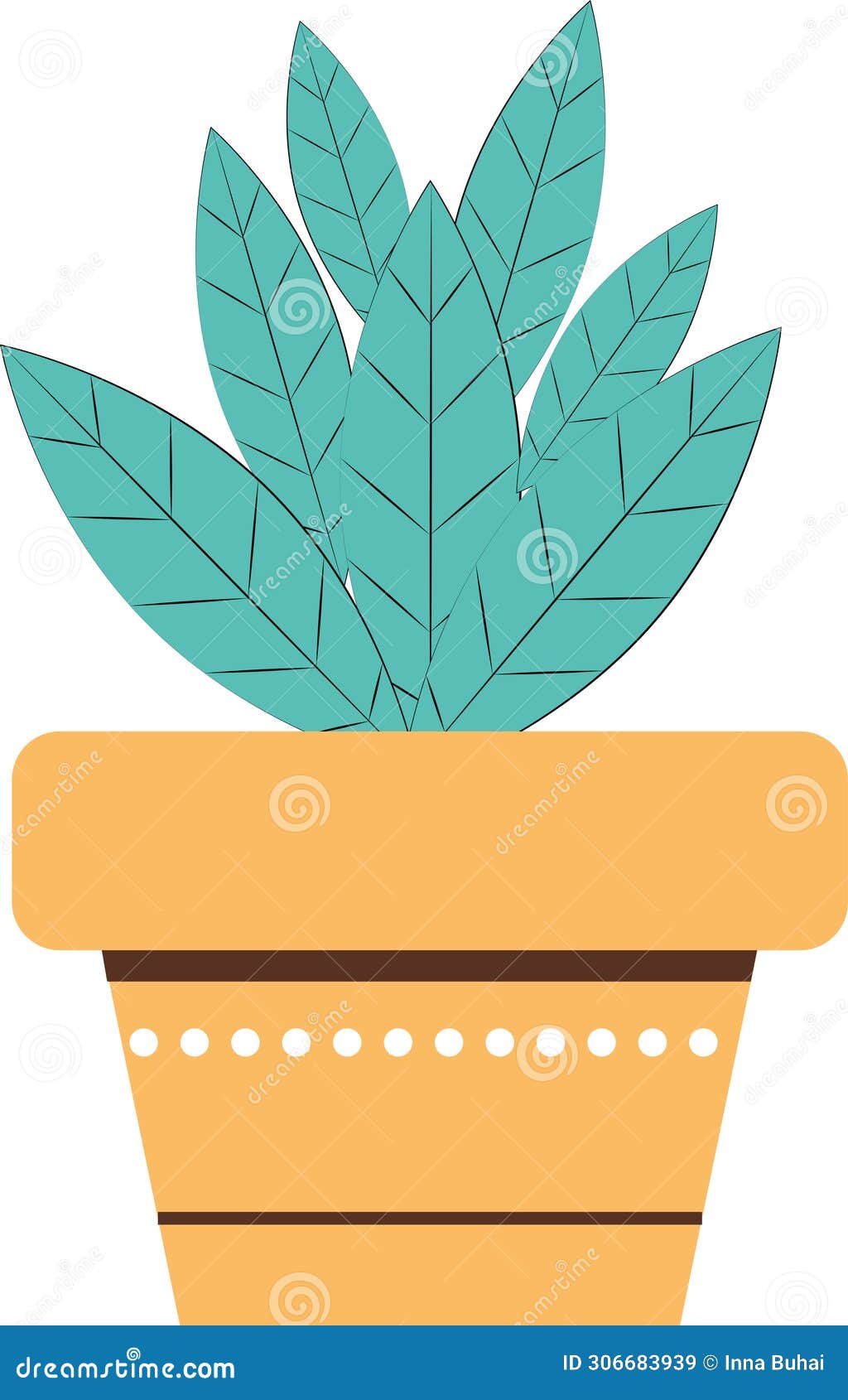 Vector Flat House Plant Pot Illustration Colorful House Plant In Pot