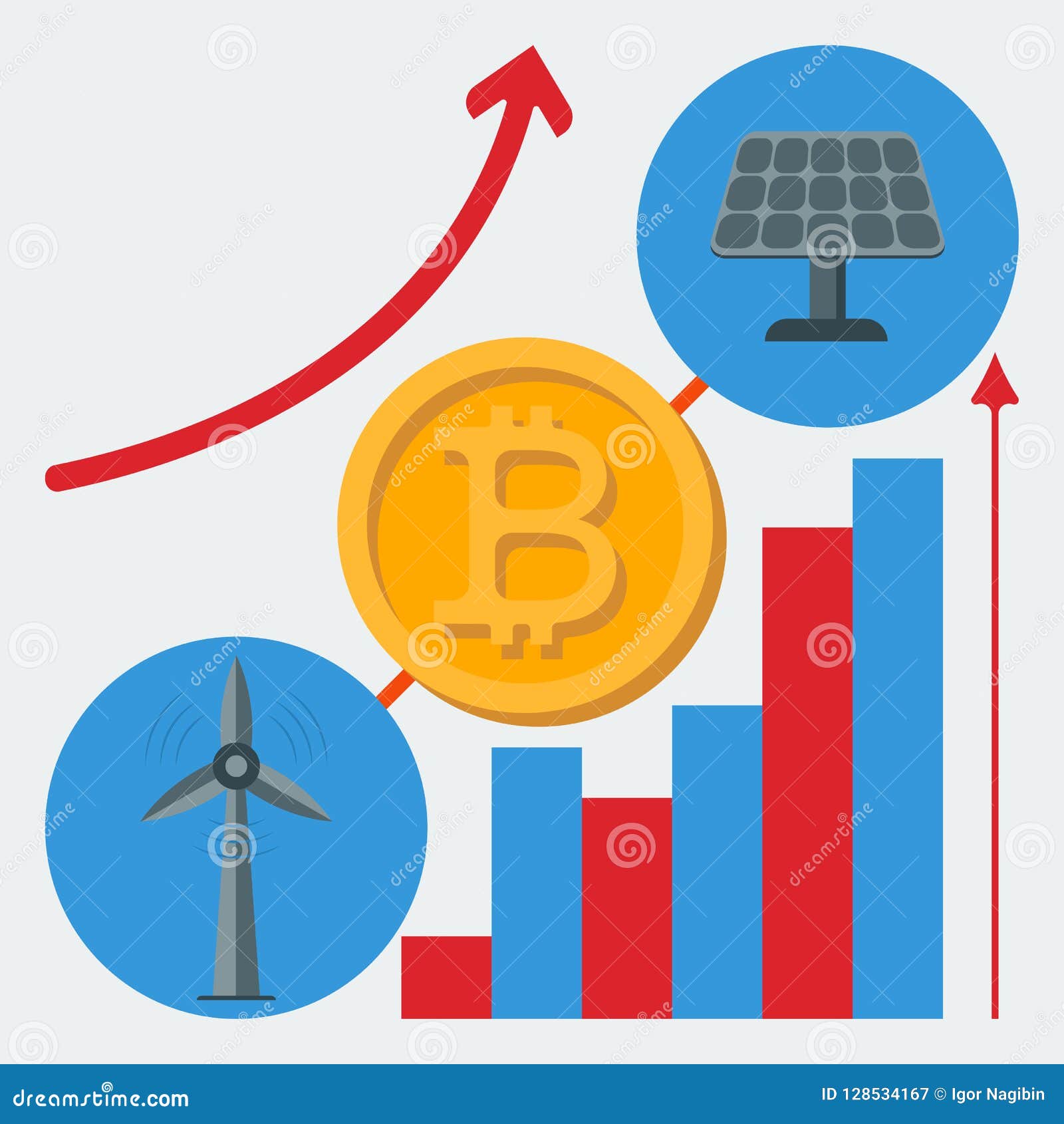 Icon of Alternative Energy Sources for the Mine Crypto-currency. Stock ...