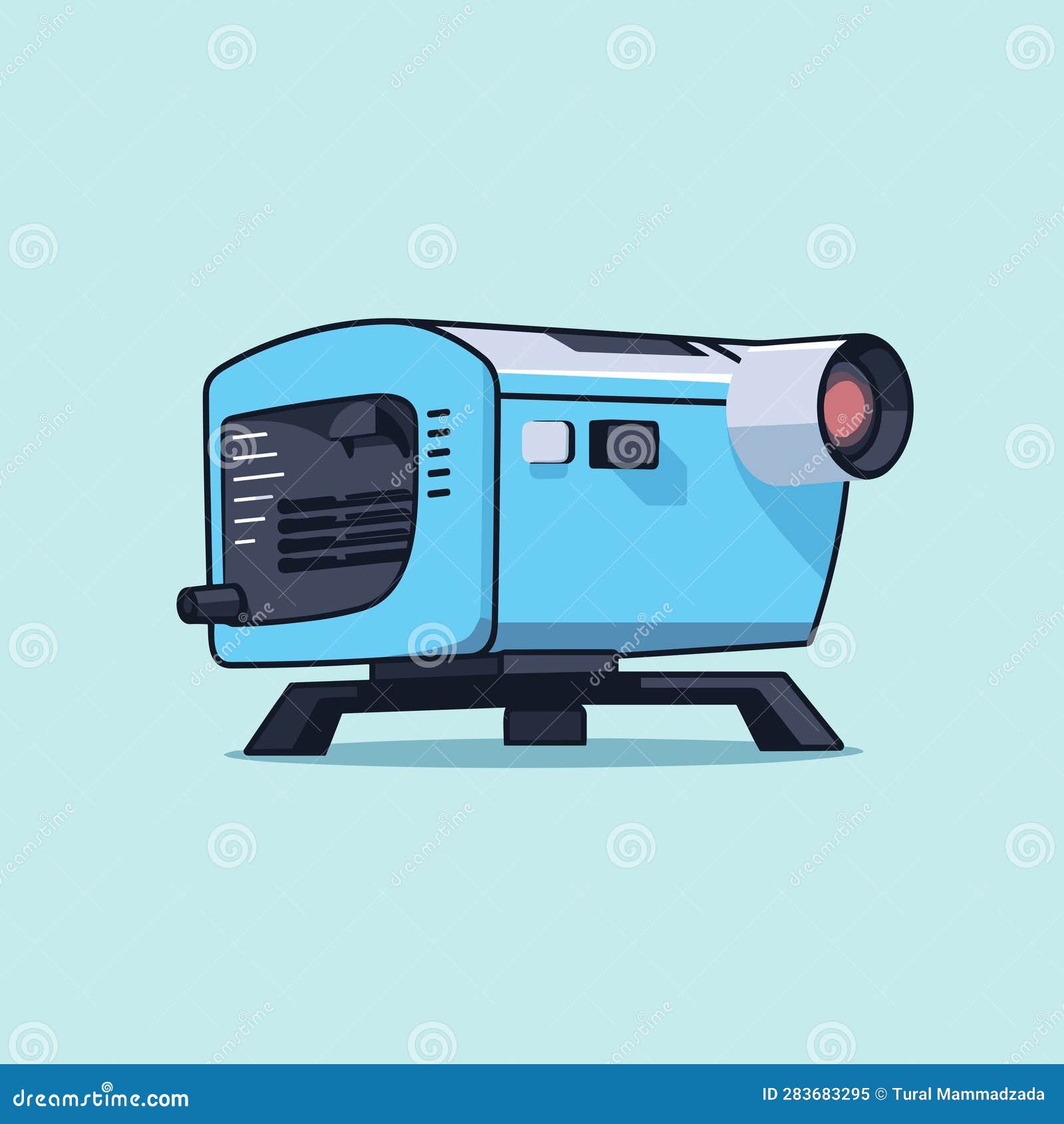 Vector of a Flat Icon Vector of a Blue Projector on a Table Stock ...