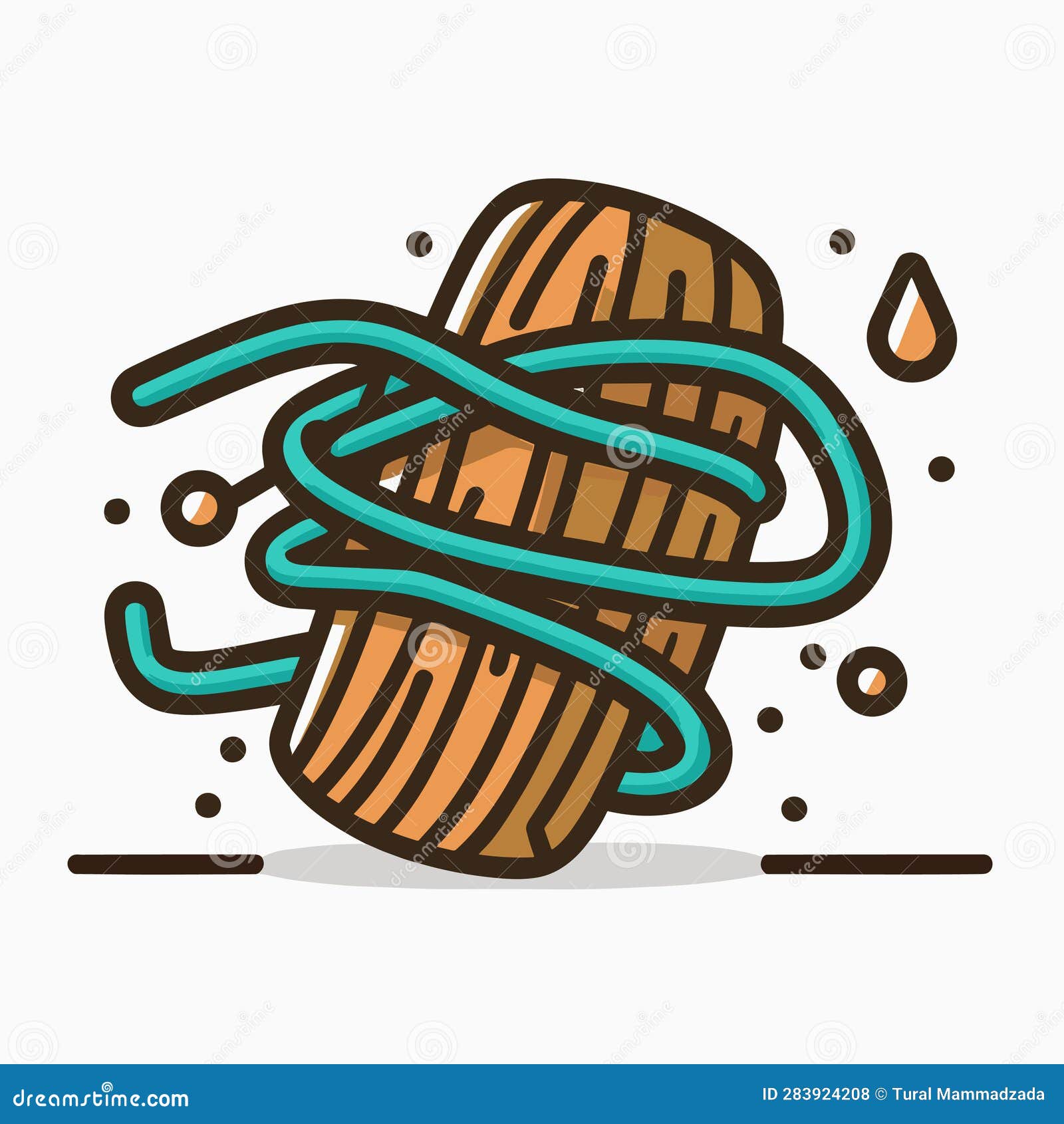 Vector of a Flat Vector Icon of a Blue String Entangled in a Ball of ...