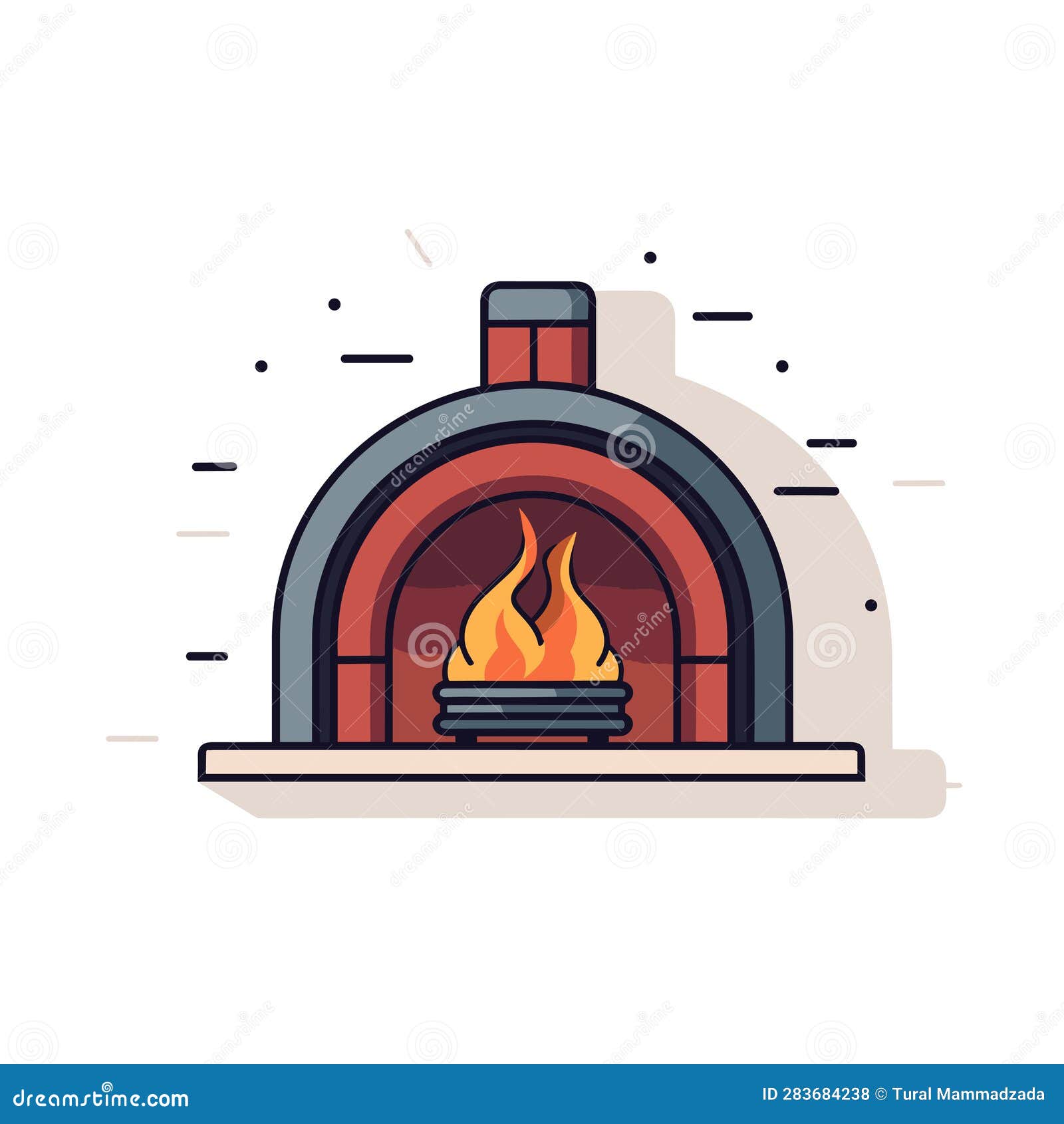 Vector of a Flat Icon of a Brick Oven with a Fire Inside Stock Vector ...