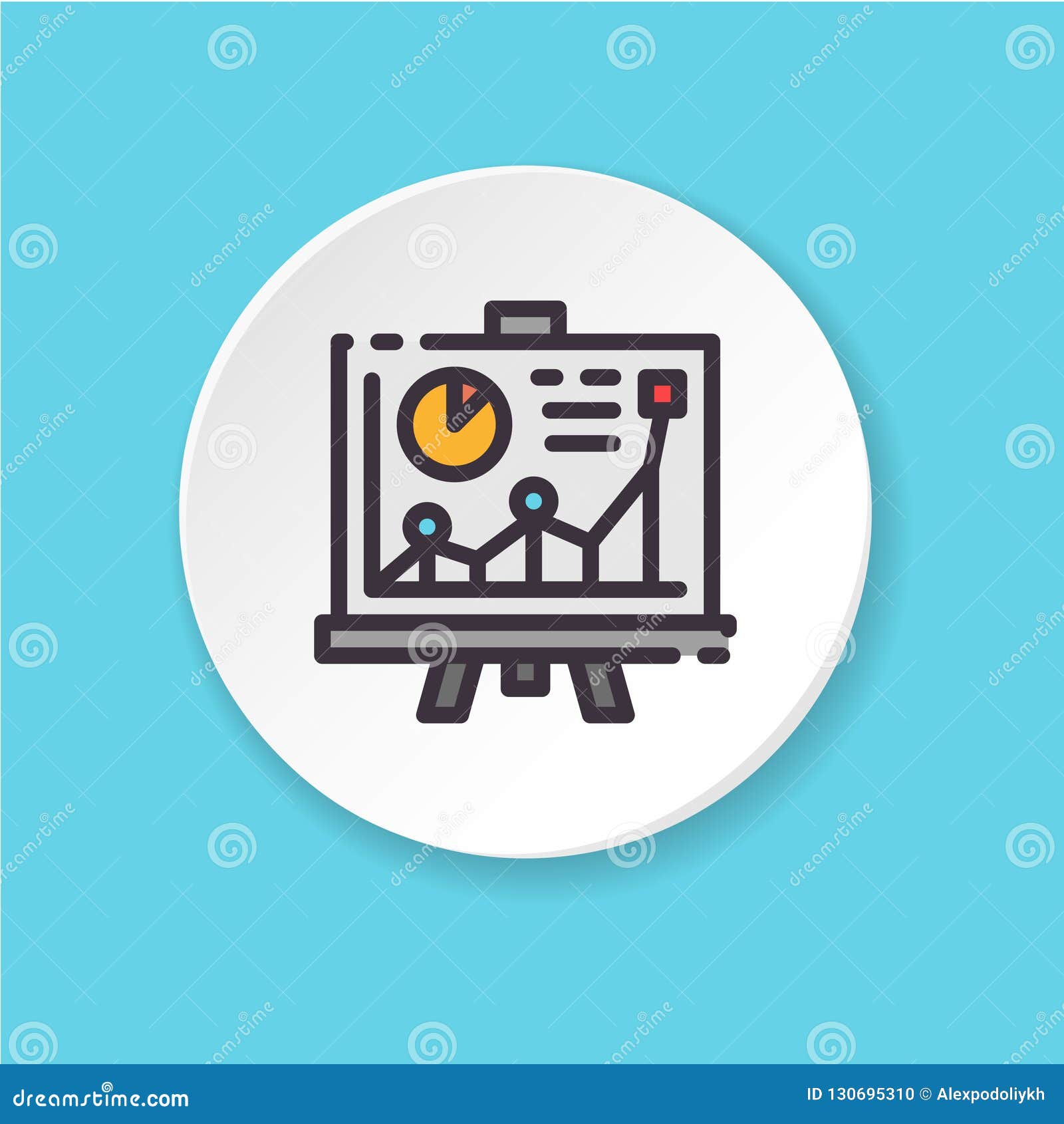 Vector Flat Icon Chart and Graph in Board. UI/UX User Interface. Stock ...