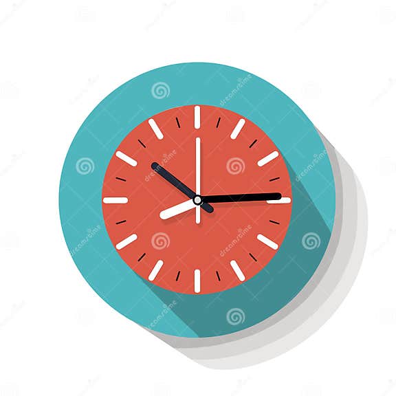 Vector of a Flat Icon Vector of a Clock with a Long Shadow on a White ...