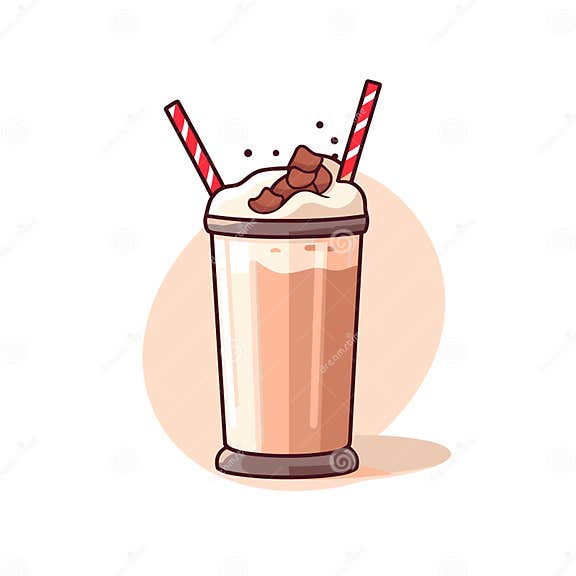Vector of a Flat Icon of a Glass of Milkshake with Two Straws on Top ...