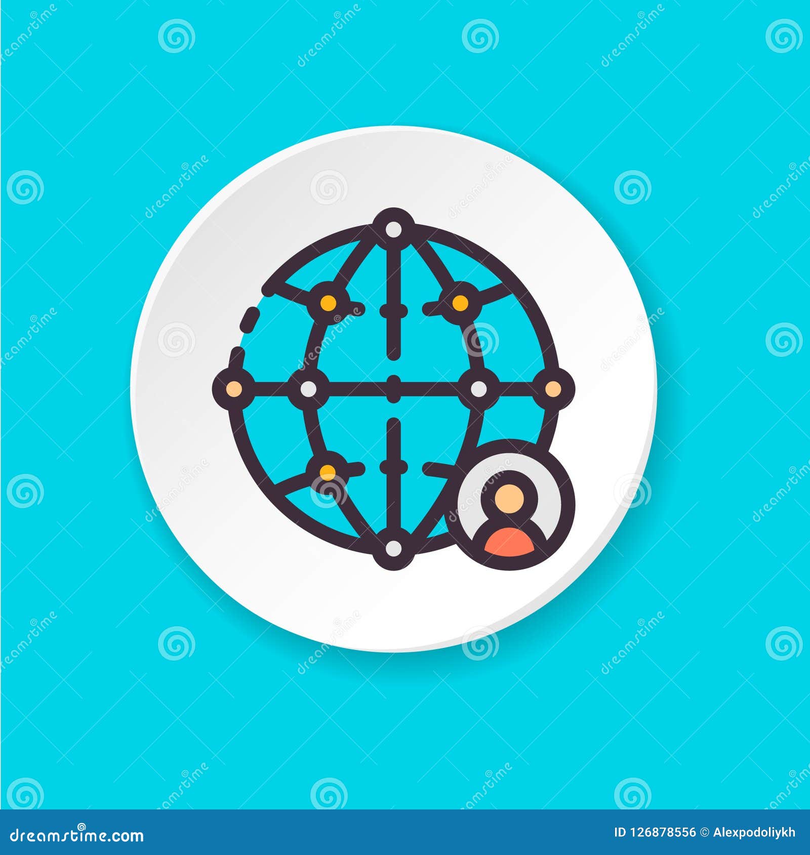 Vector Flat Icon Global Network. Button for Web or Mobile App Stock ...