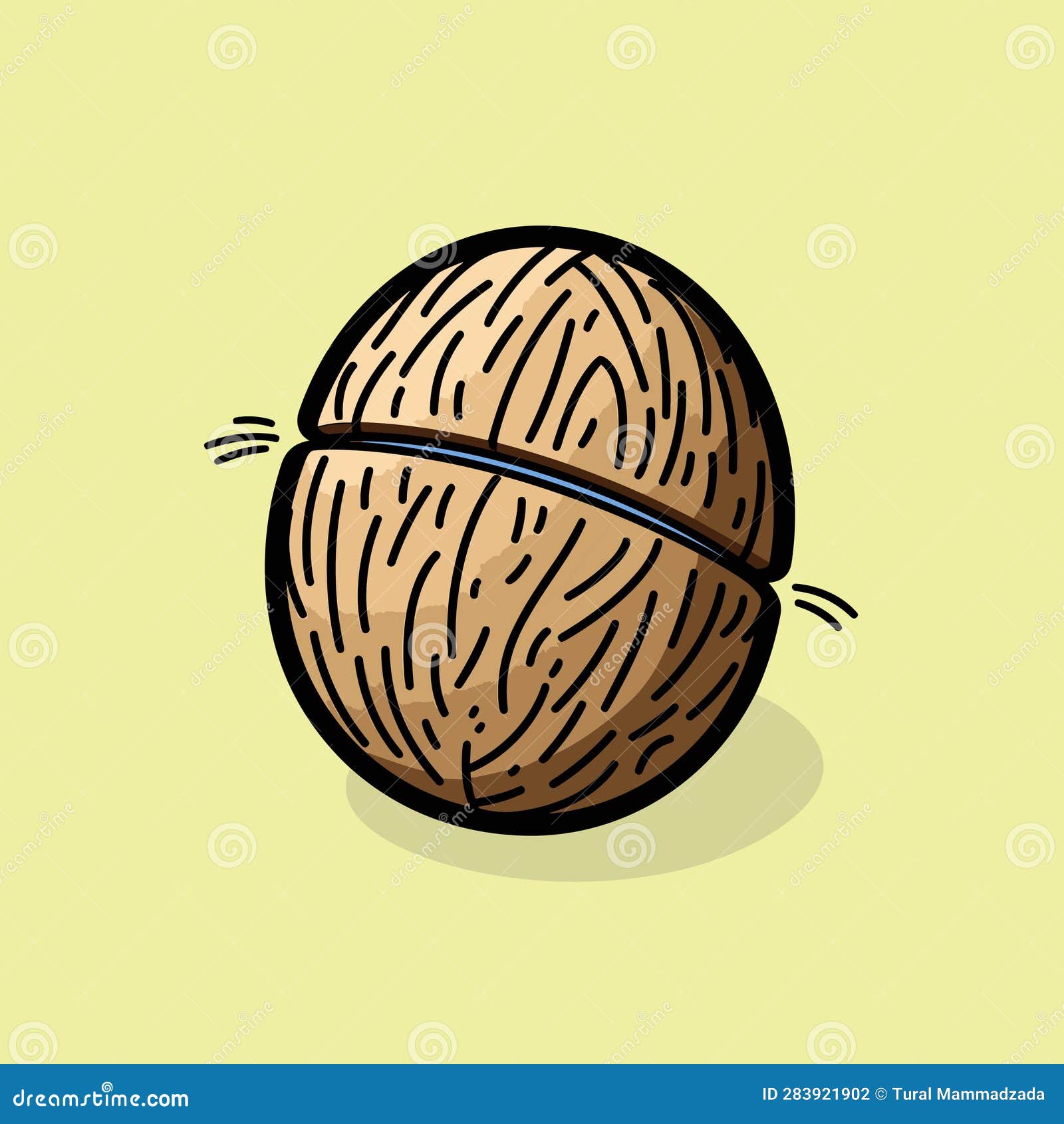 Vector of a Flat Vector Icon of a Nut on a Vibrant Yellow Background ...