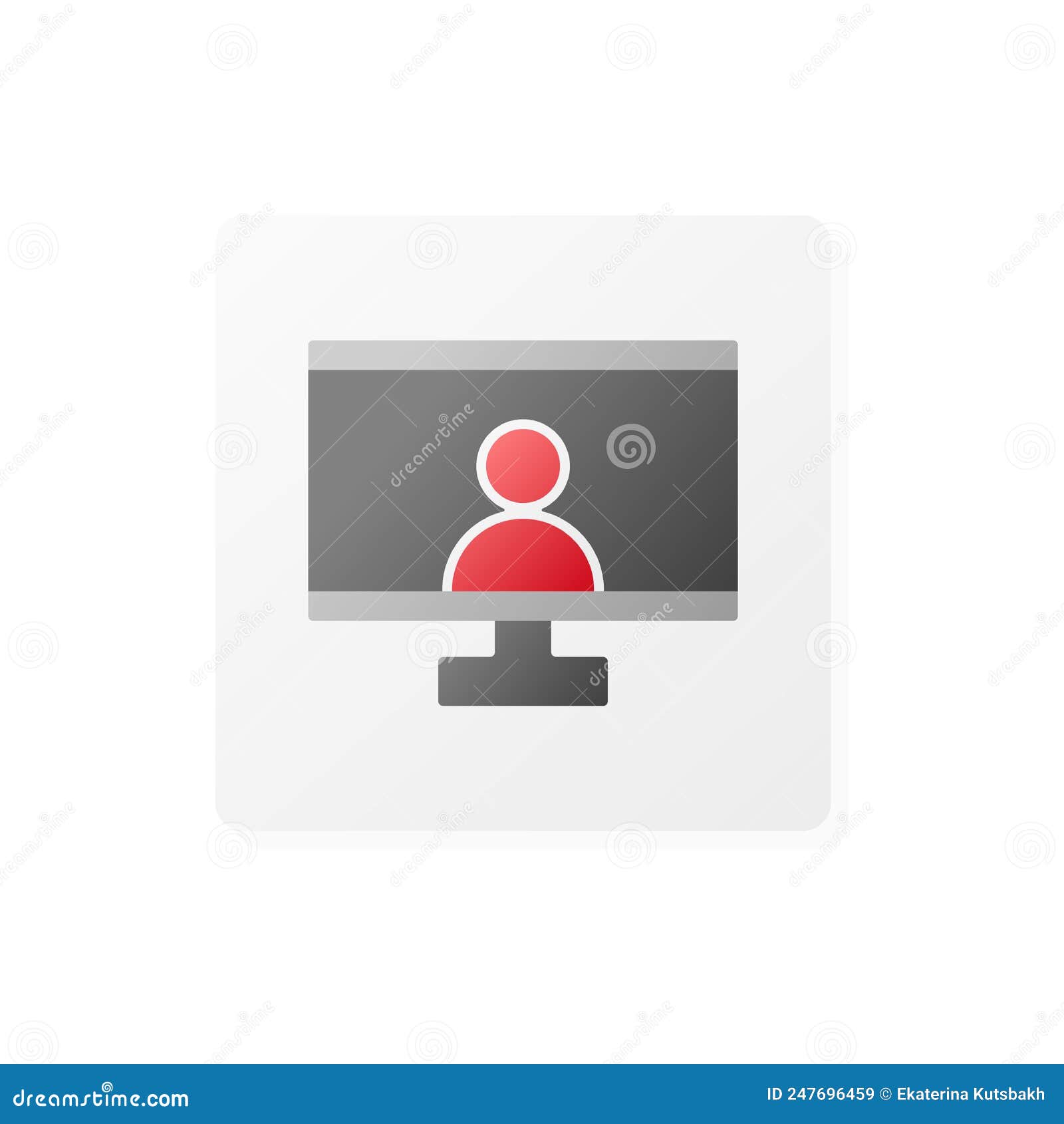 Vector Flat Icon of a Person in a Computer or TV Screen. Stock Vector ...