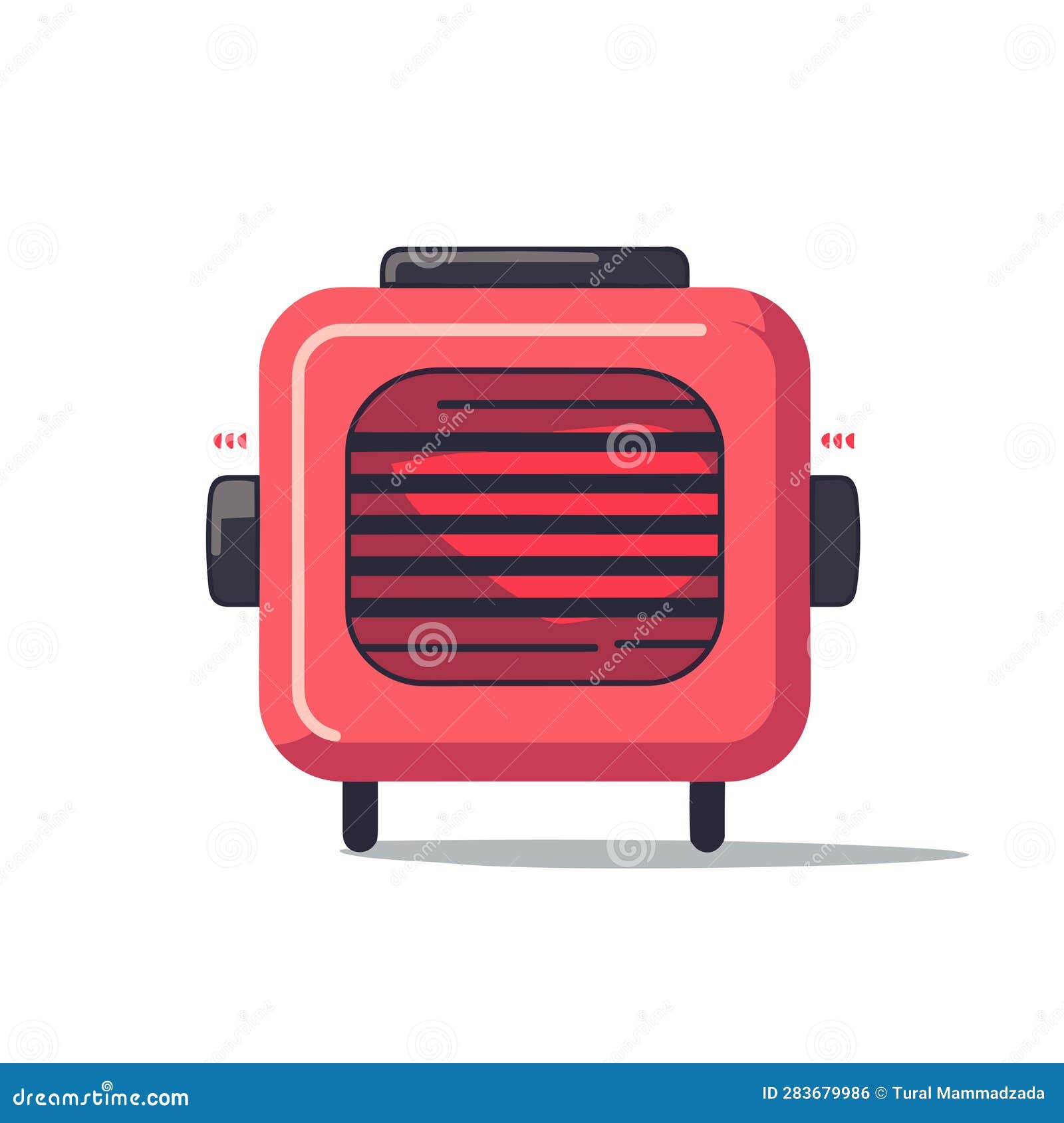 Vector of a Flat Icon of a Red Air Conditioner on a White Floor Stock ...