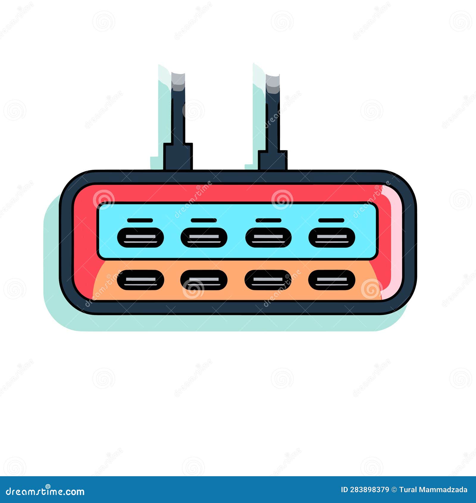 Vector of a Flat Vector Icon of a Red and Blue Device with Two Antennas ...