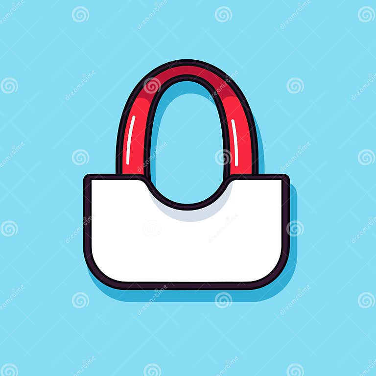 Vector of a Flat Vector Icon of a Red and White Padlock on a Blue ...