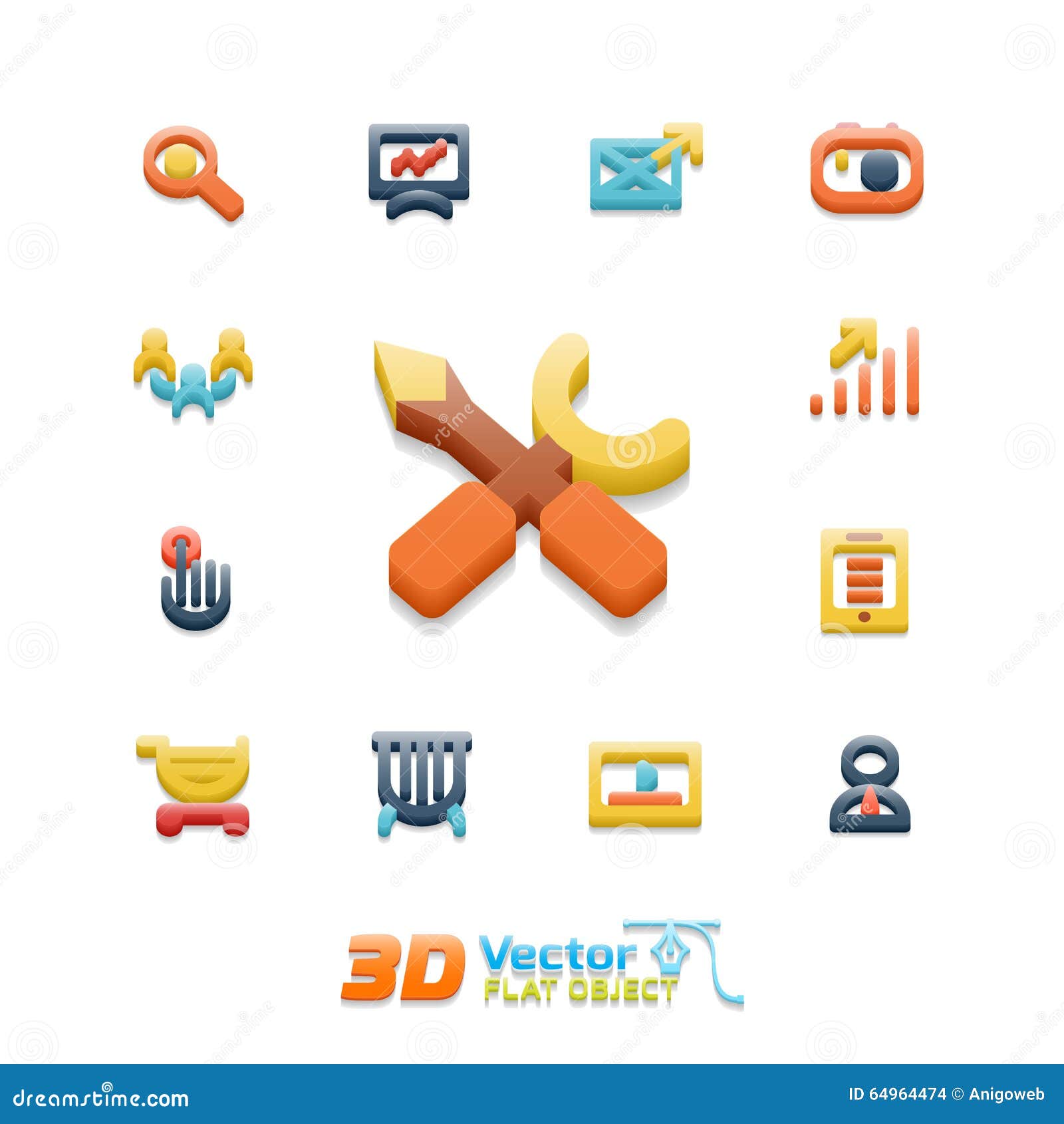 Vector flat icon set stock vector. Illustration of player - 64964474