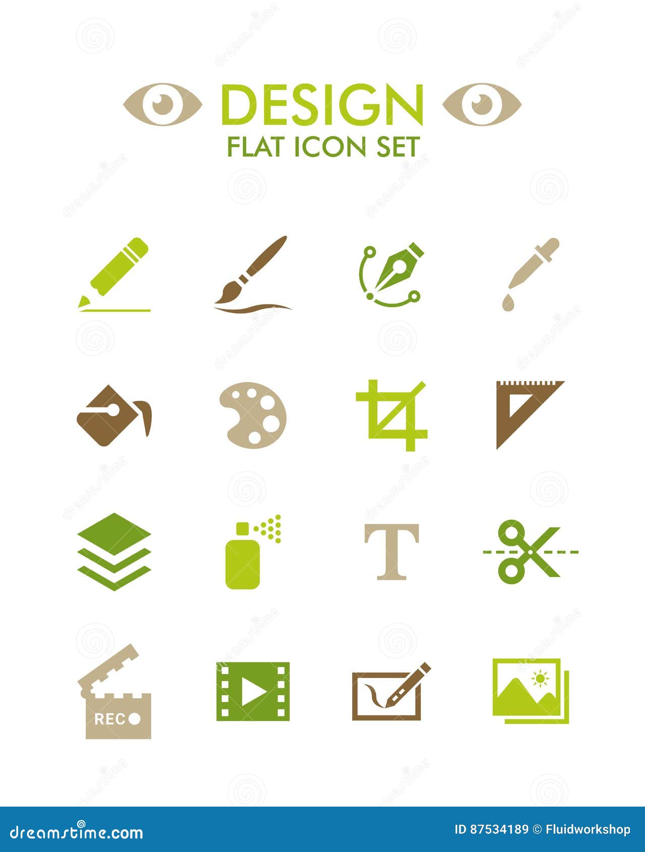 Vector Flat Icon Set - Design Stock Vector - Illustration of collection ...