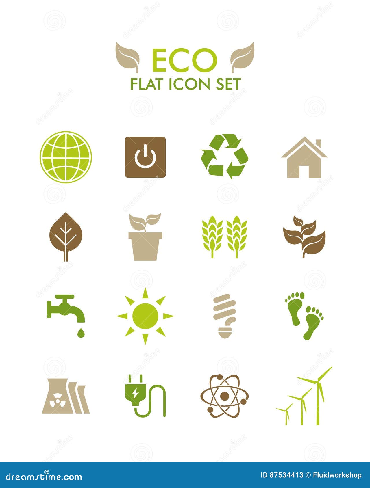 Vector Flat Icon Set - Eco stock vector. Illustration of ecology - 87534413