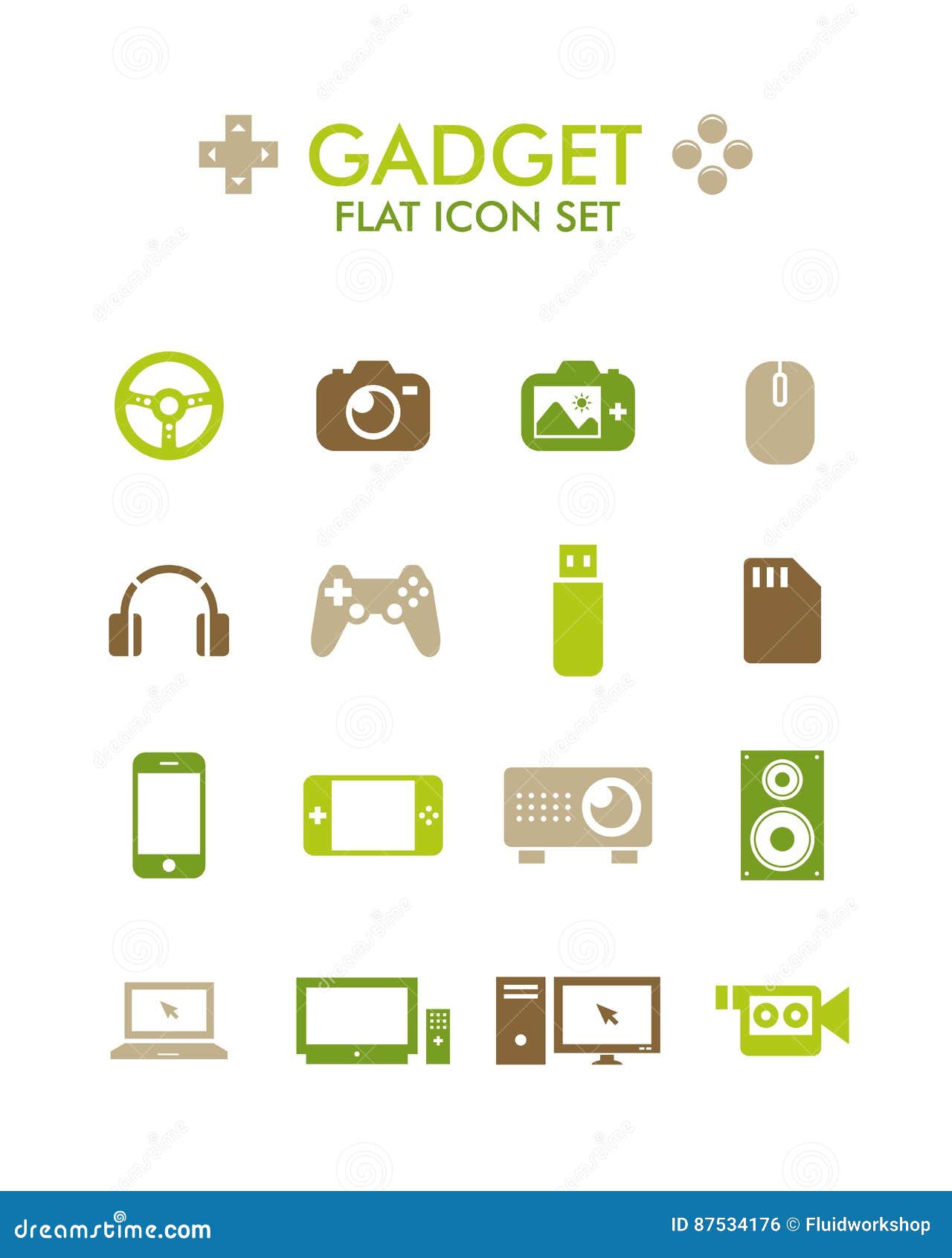 Vector Flat Icon Set - Gadget Stock Vector - Illustration of mobile ...