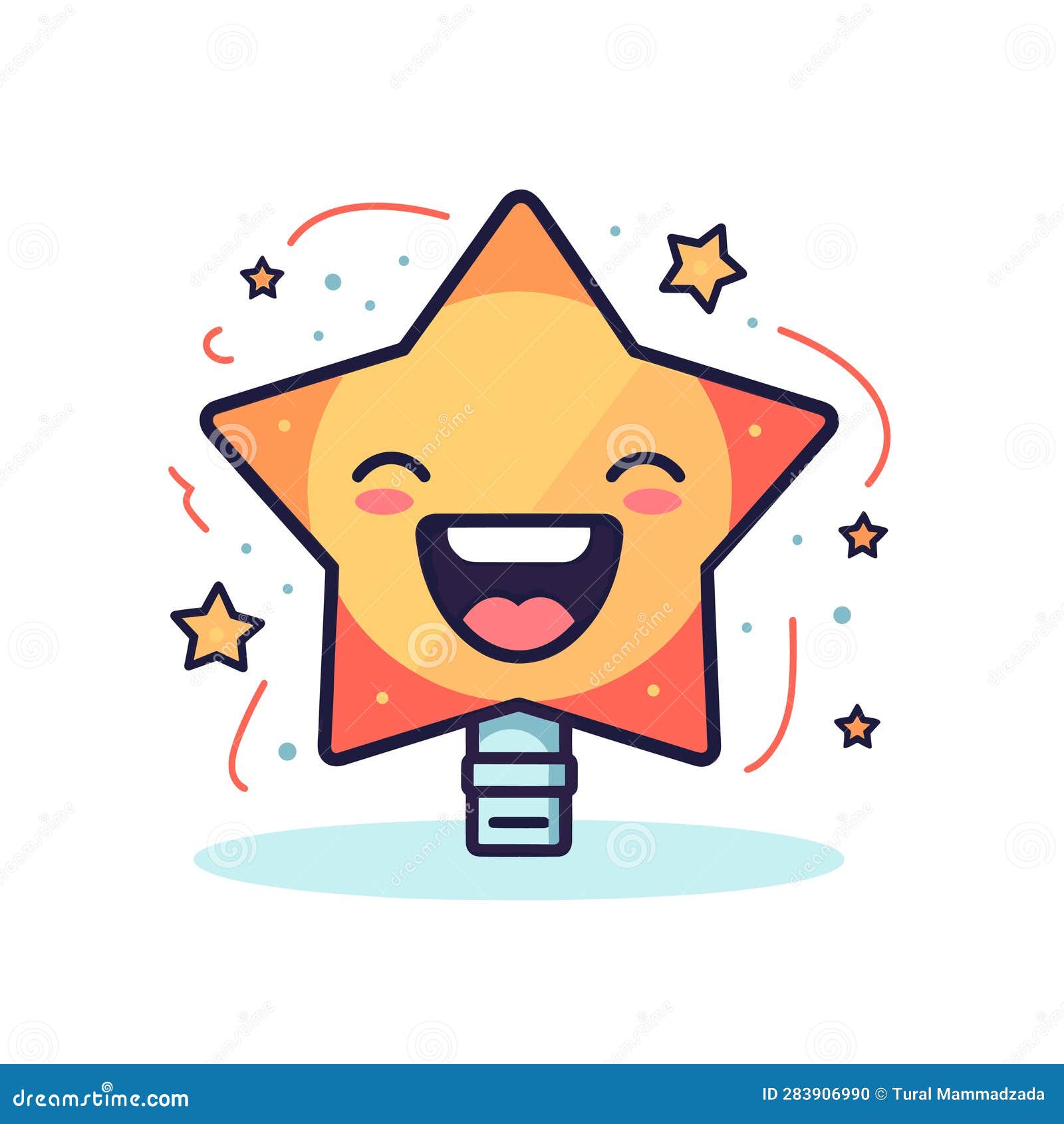 Vector of a Flat Vector Icon of a Star with a Microphone in Its Mouth ...