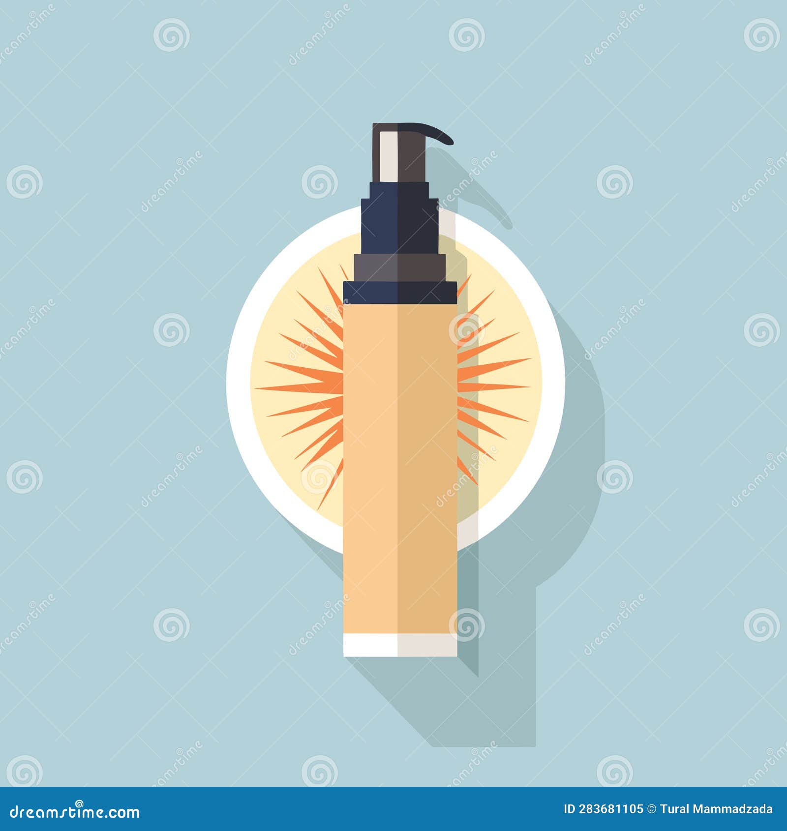 Vector of a Flat Icon Vector of a Sunscreen Bottle on a Plate for Easy ...