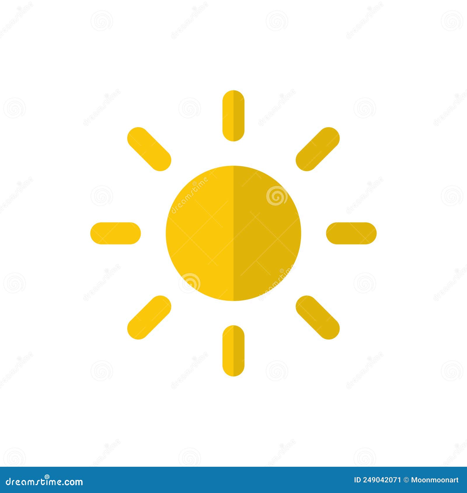 Vector Flat Icon of a Yellow Sun Divided in Half by a Shadow. Stock ...