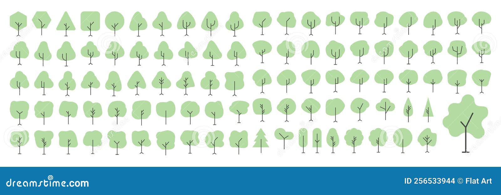 Vector Flat Icons Collection of Tree. Vector Flat Pictograms Isolated ...
