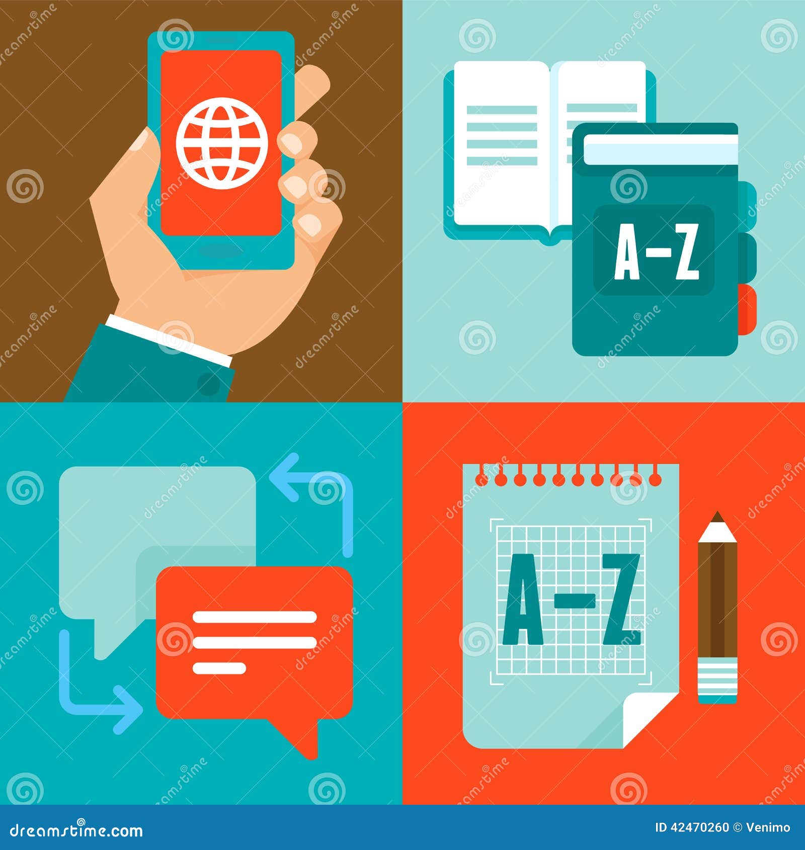 Vector Flat Icons - Translation and Language Stock Illustration ...