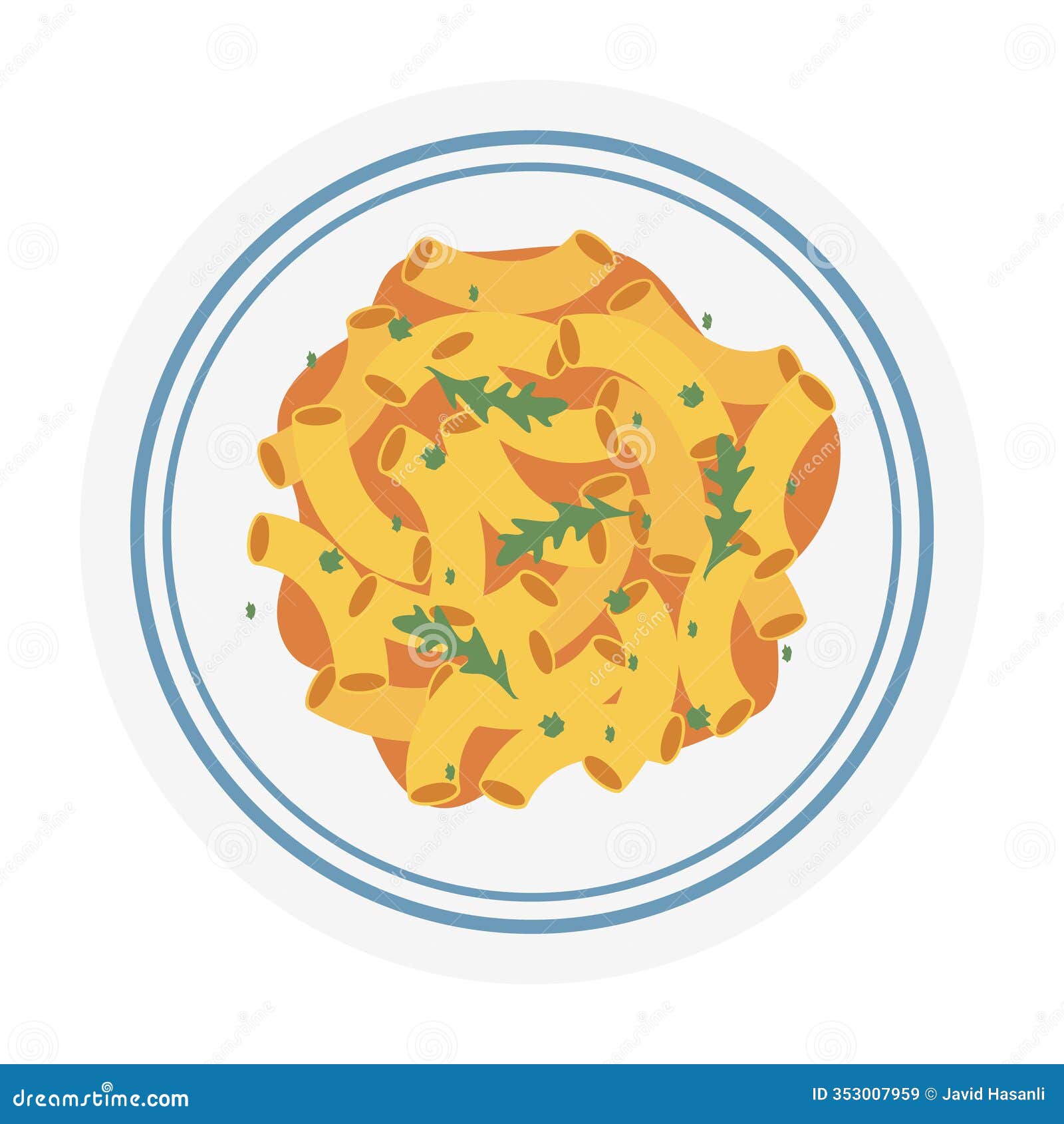 Vector Flat Illustrated Pasta and Salad Combinations Stock Illustration ...