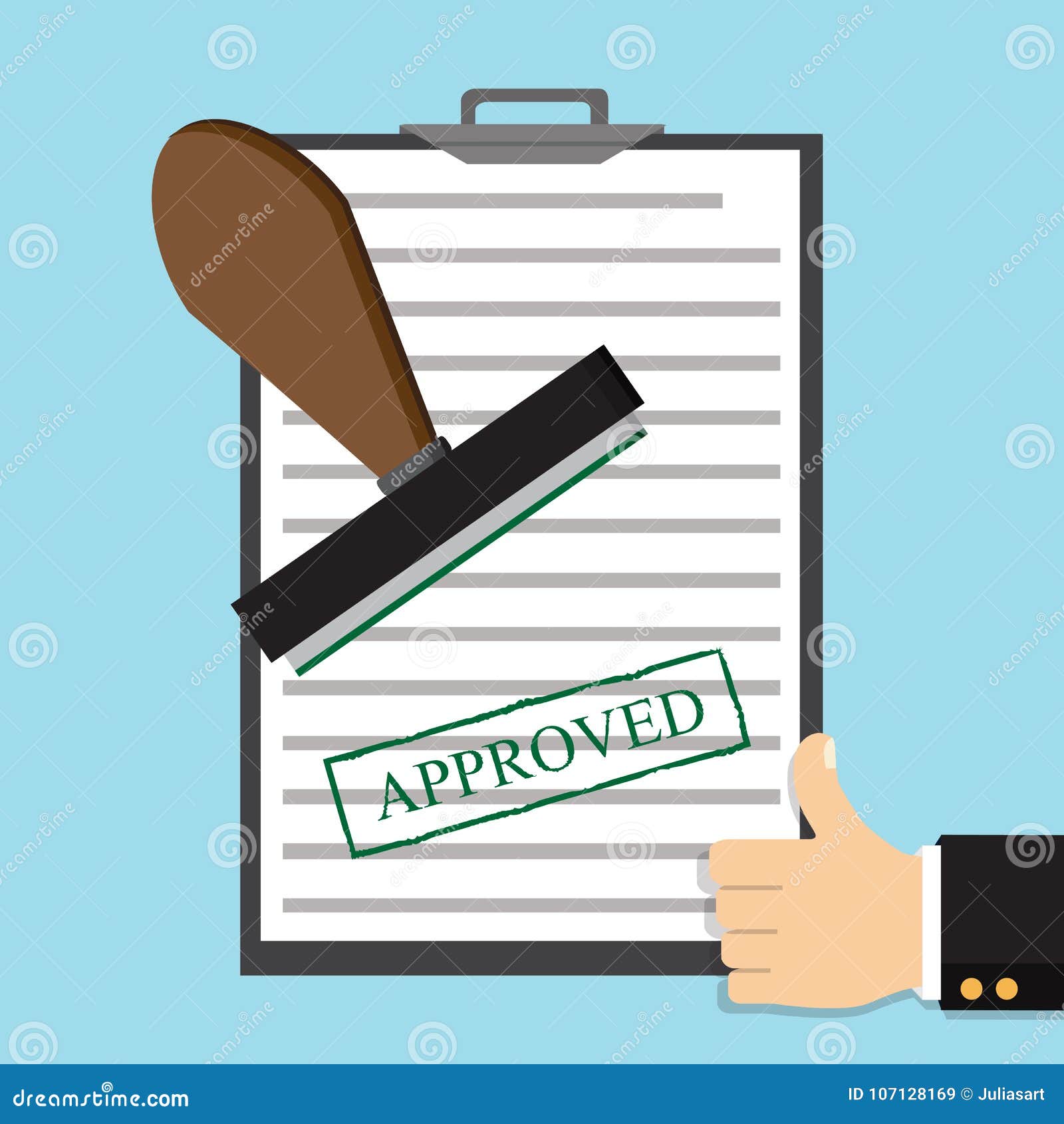 Vector Flat Illustration. Approved Paper Document, Green Approve Stock ...