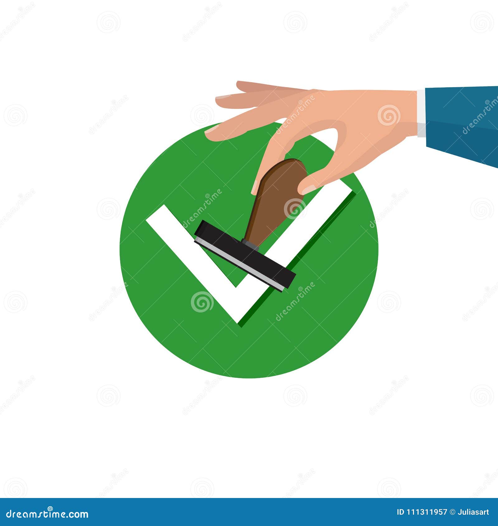 Vector Flat Illustration. Approved Paper Document, Green Approve Stock ...