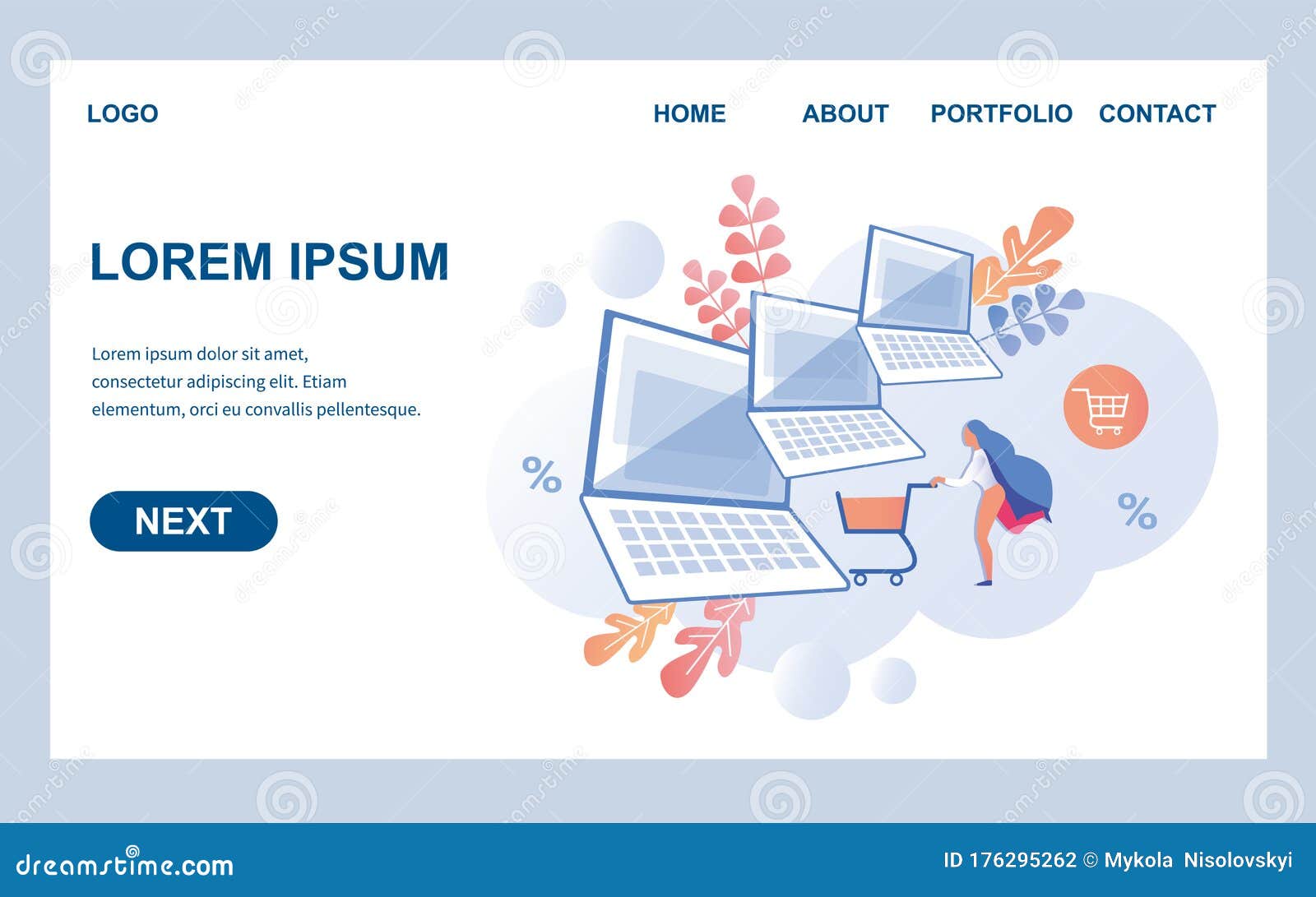 Flat Design Template for Computer Store Start Page Stock Vector ...