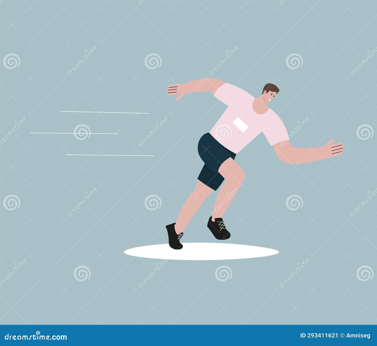 Vector Flat Illustration, Athlete Engaged in Sports Running Stock ...