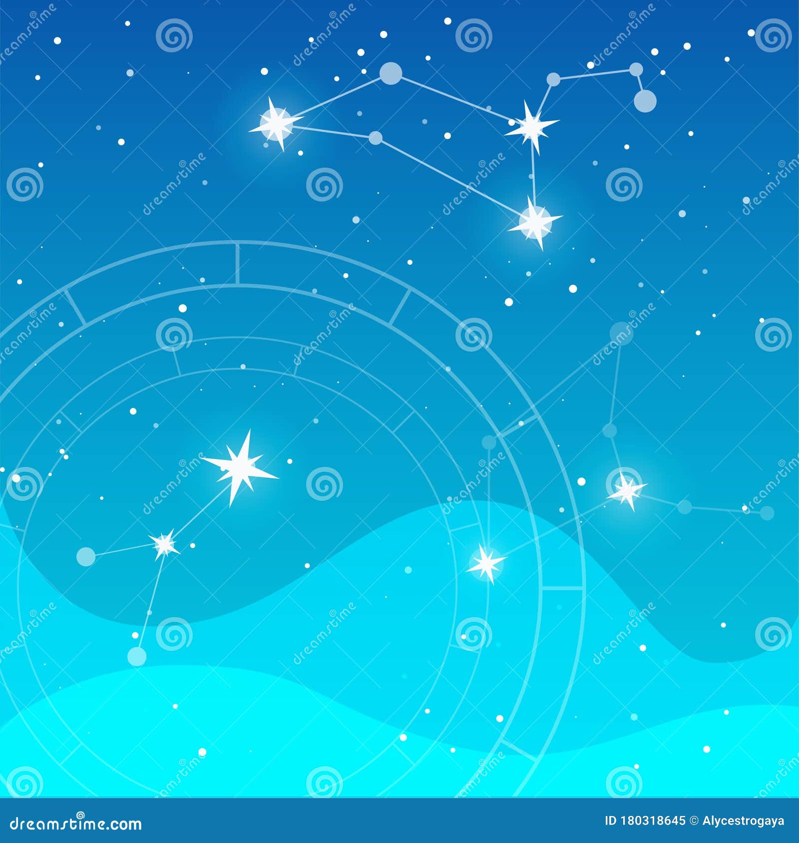 Vector Flat Illustration on a Blue Colors Gradient Backgroud with ...