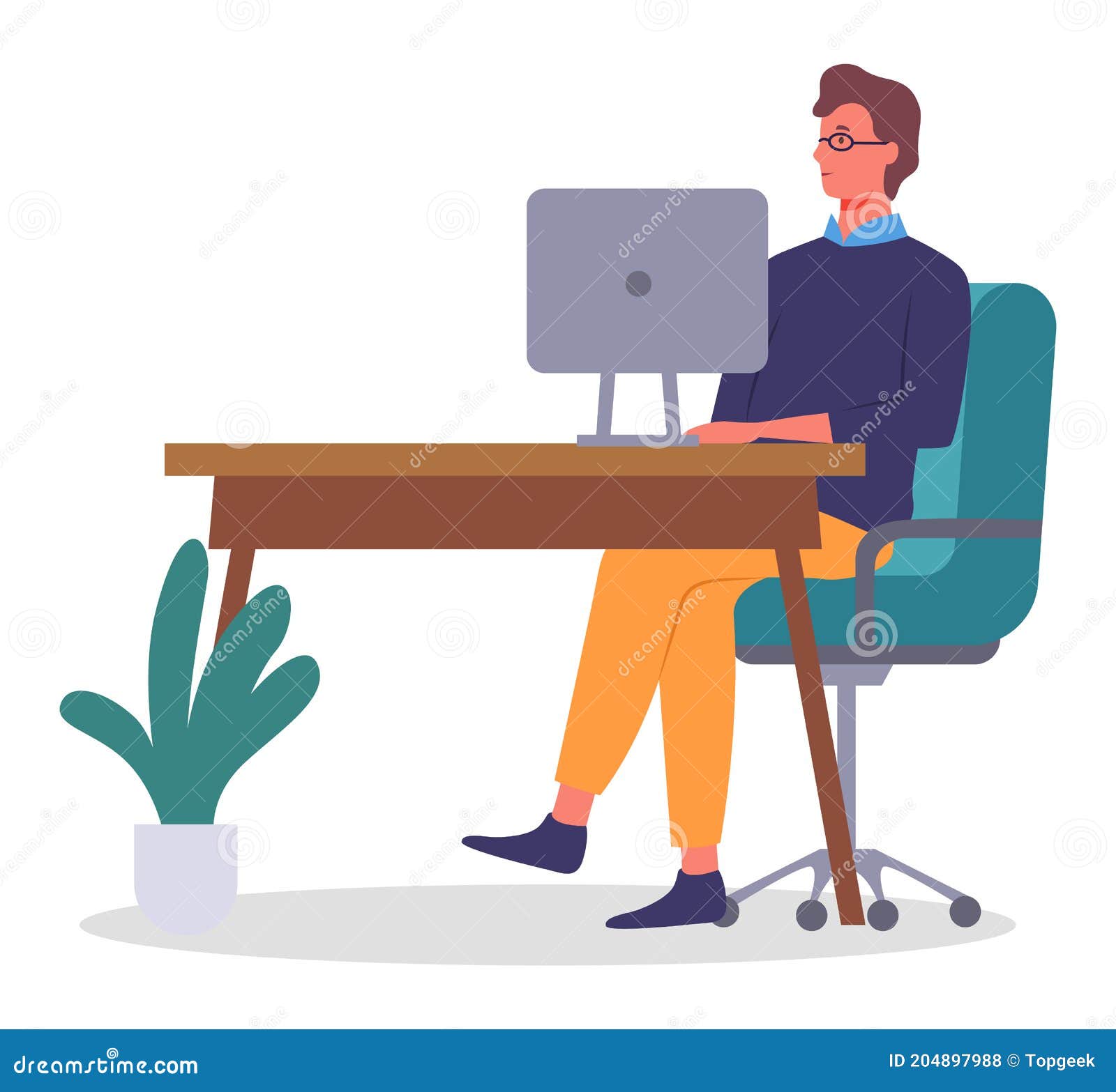 Business Person Sitting at Table in Office and Working, Businessman ...