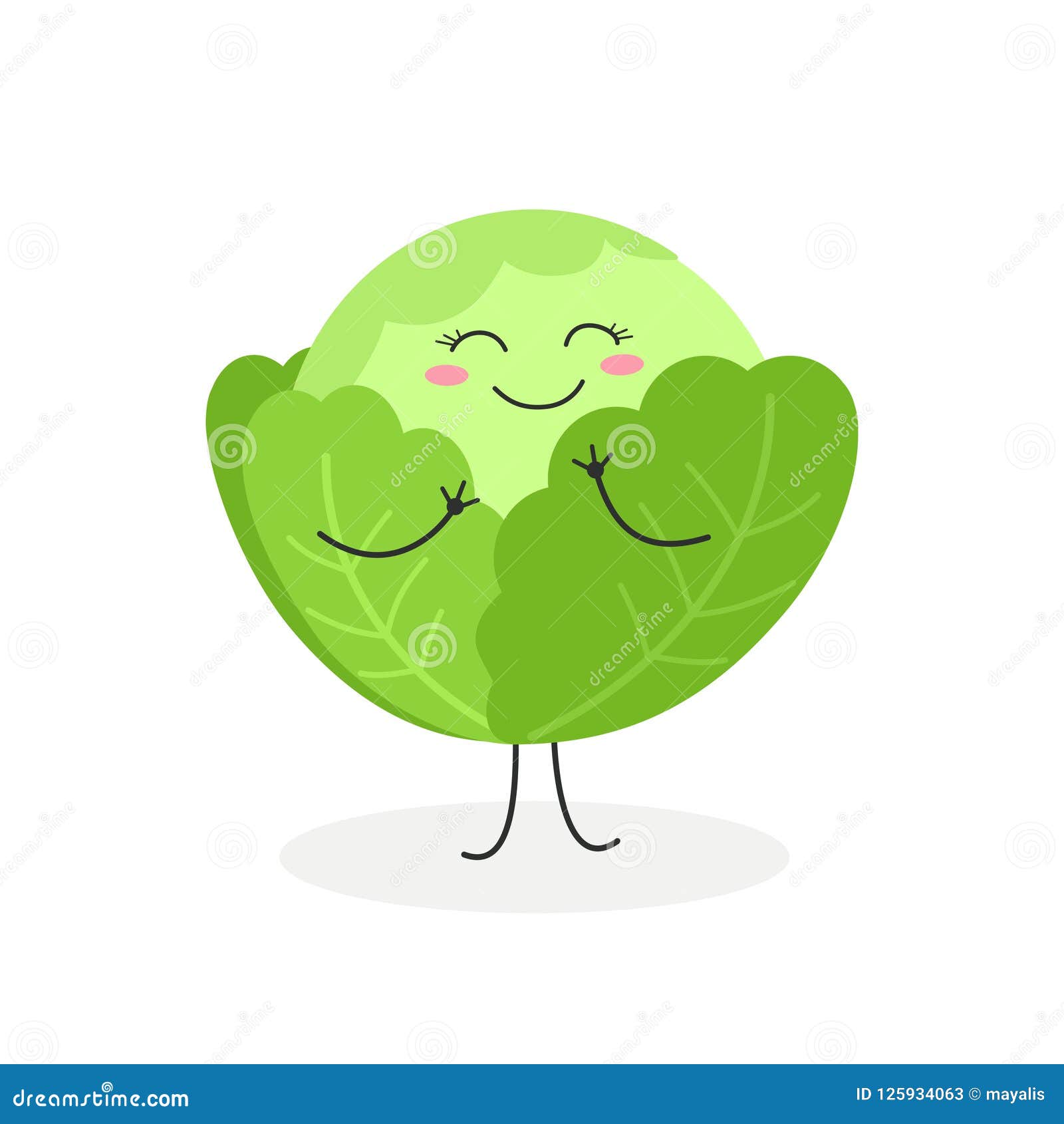 Vector Illustration Of Cute Cartoon Cabbage Isolated On White ...