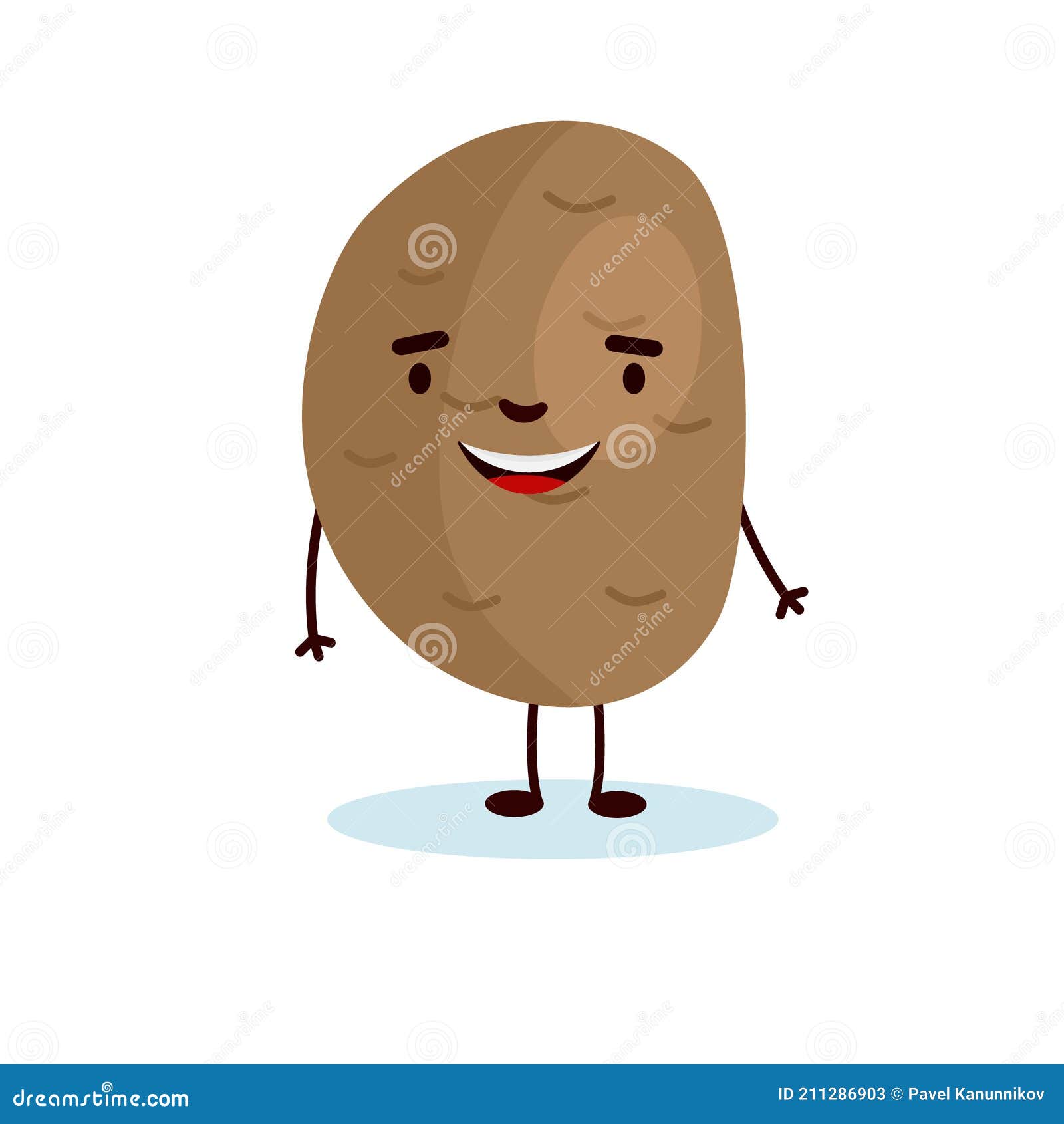 Vector Flat Illustration of Cheerful Cartoon Potato Isolated on White ...