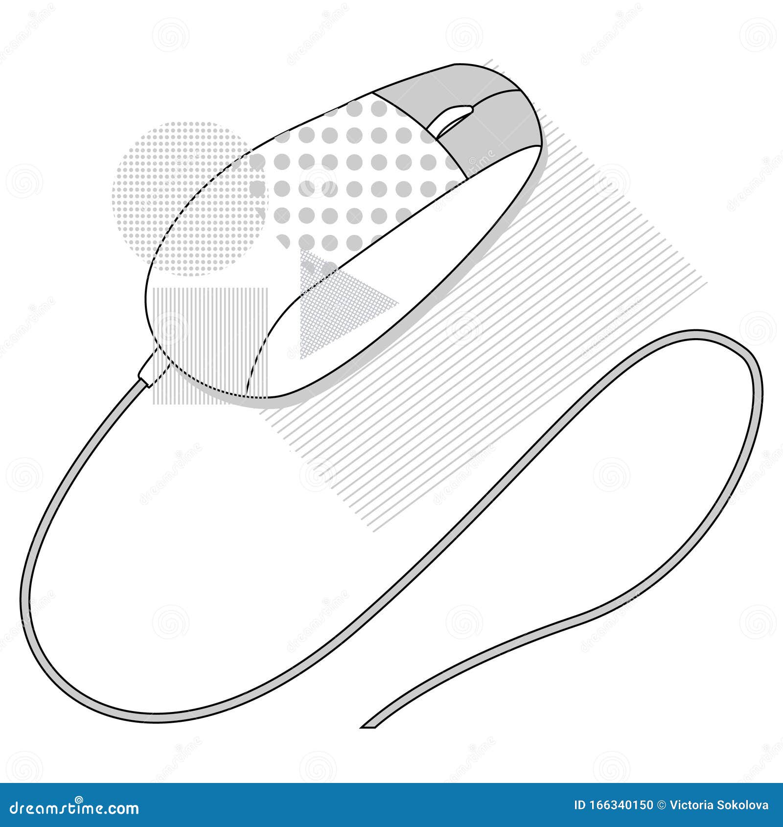 Vector Flat Illustration Computer Mouse Using Lines, Abstract Elements ...