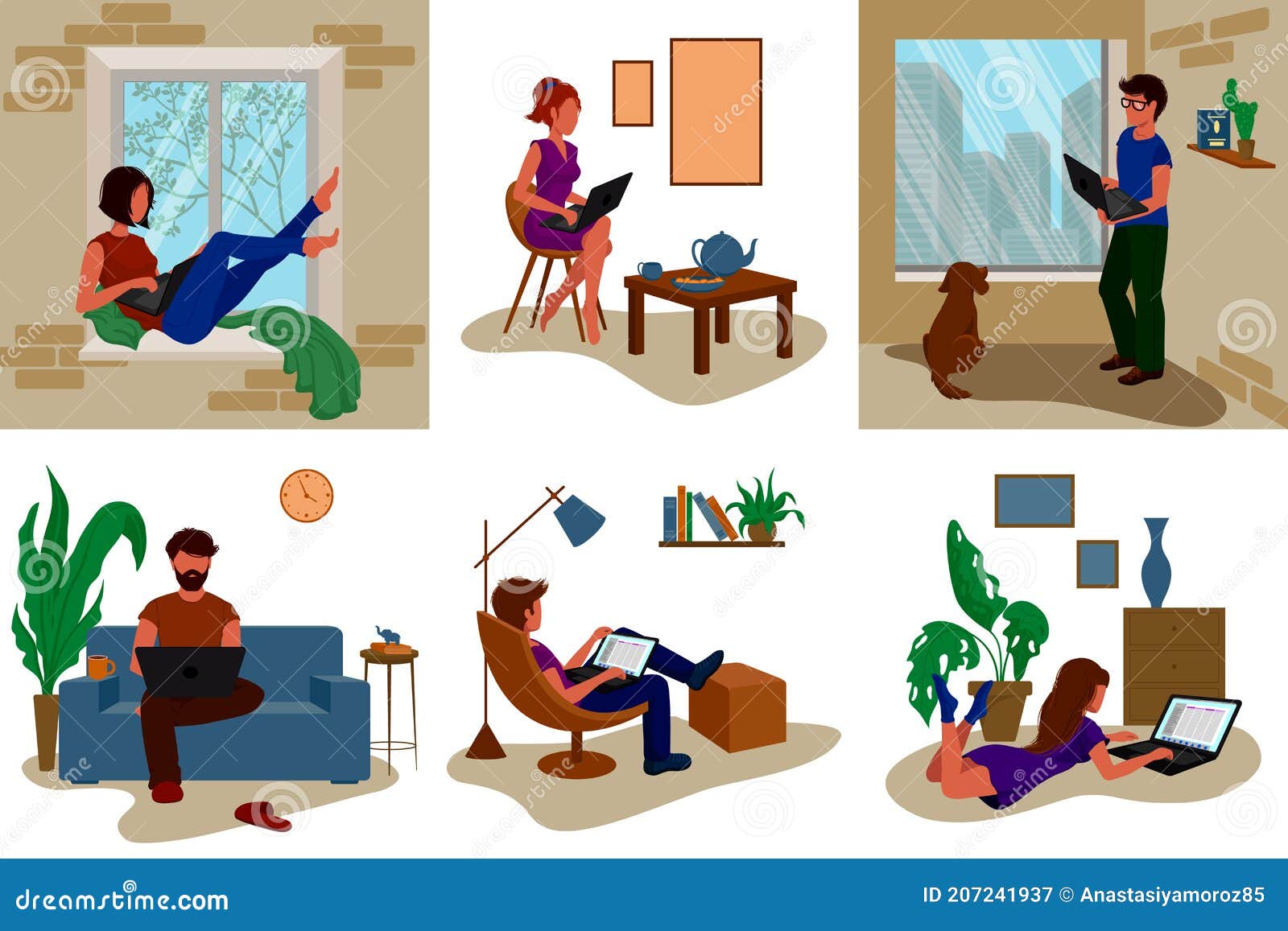 Distance Learning or Working Around the World Stock Vector ...