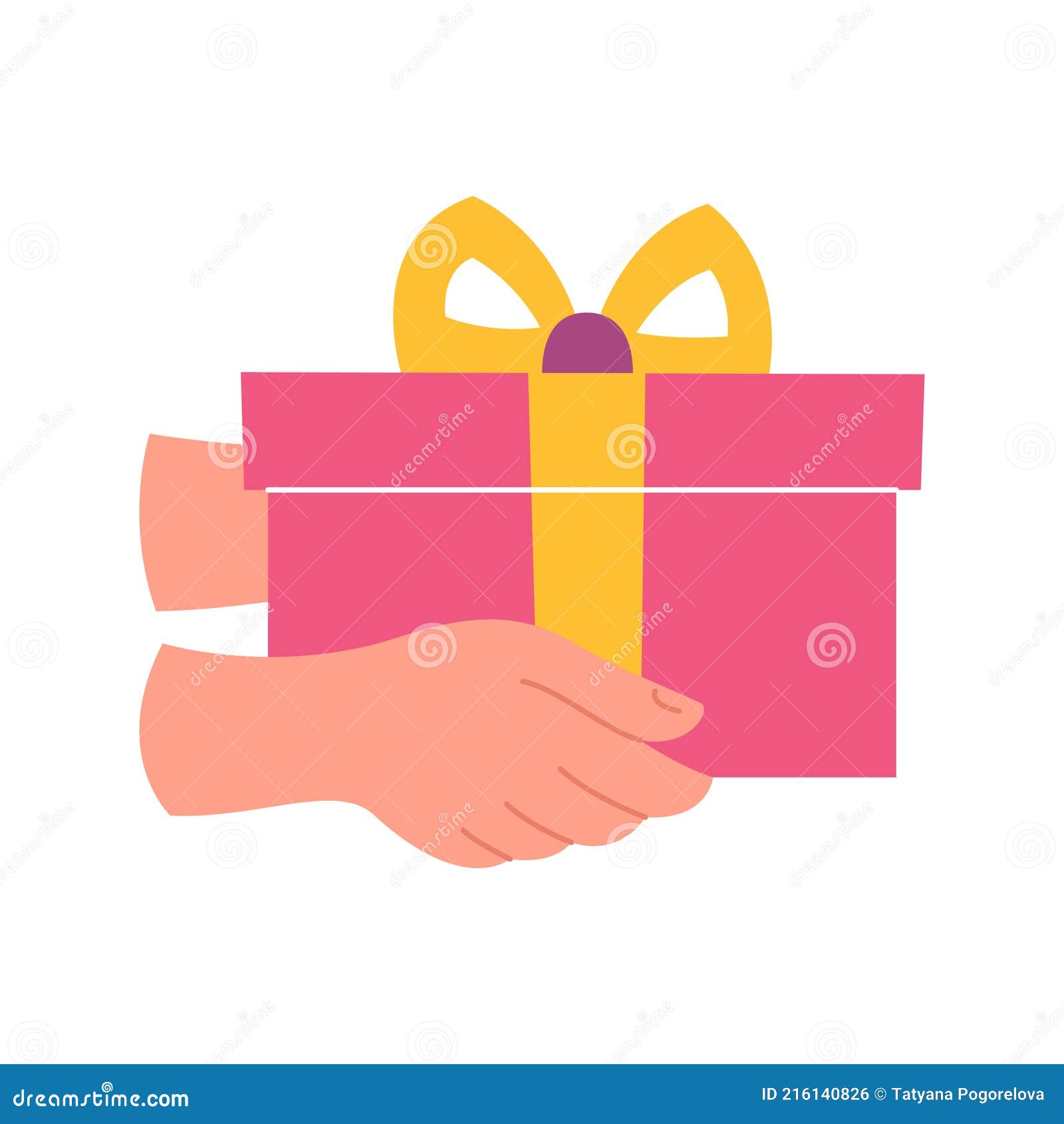 Vector Flat Illustration of Congratulation with Gift Box in Hands Stock ...