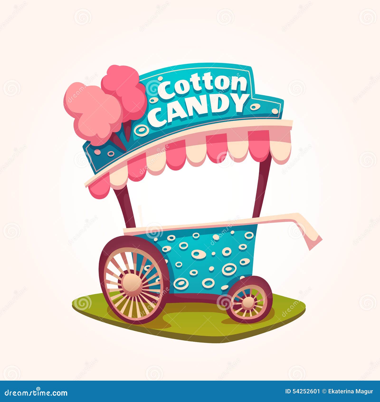 Vector Flat Illustration of Cotton Candy Cart Stock Vector ...