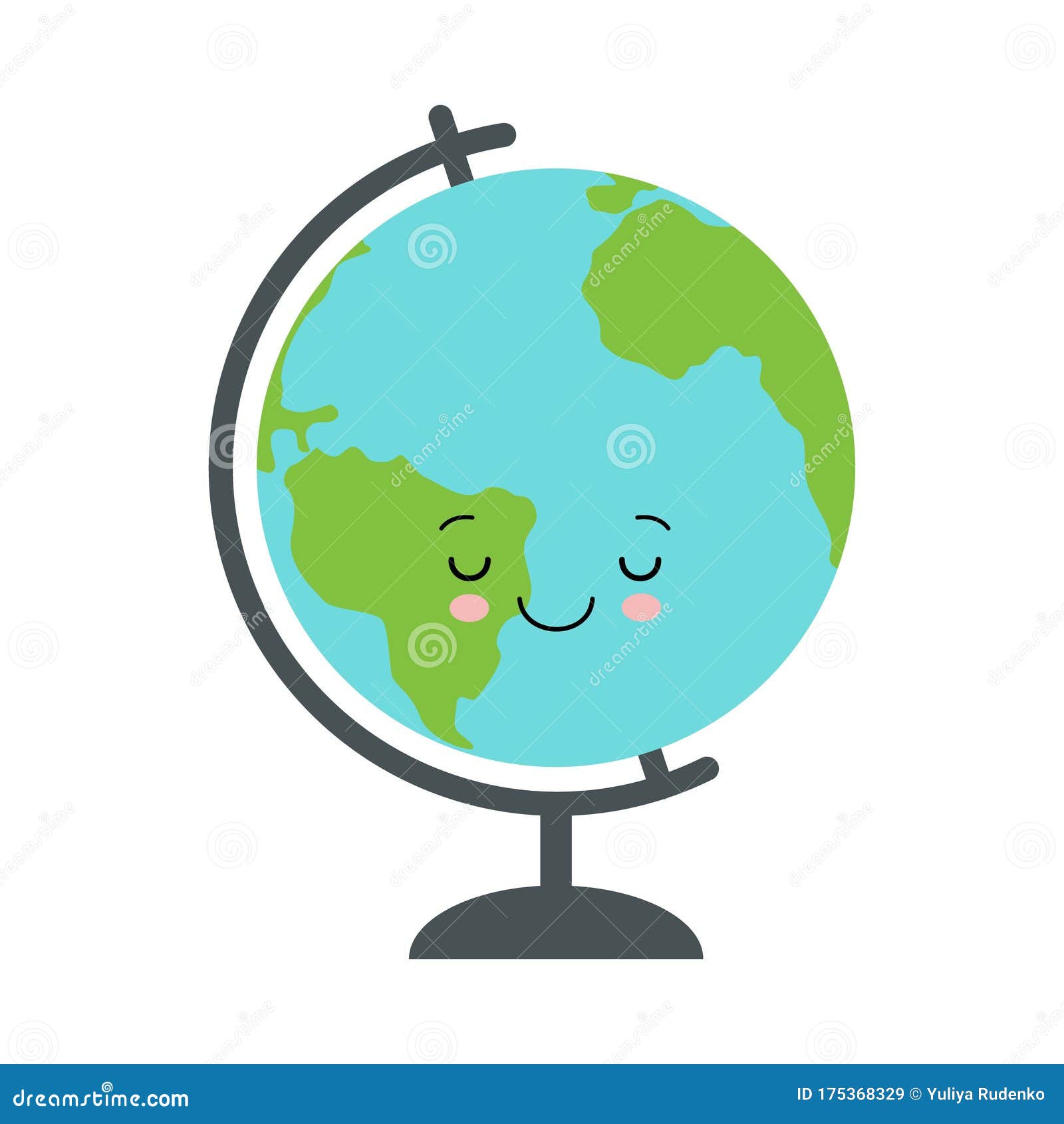 Vector Flat Illustration of a Cute Character Sleeping Globe on a Stand ...