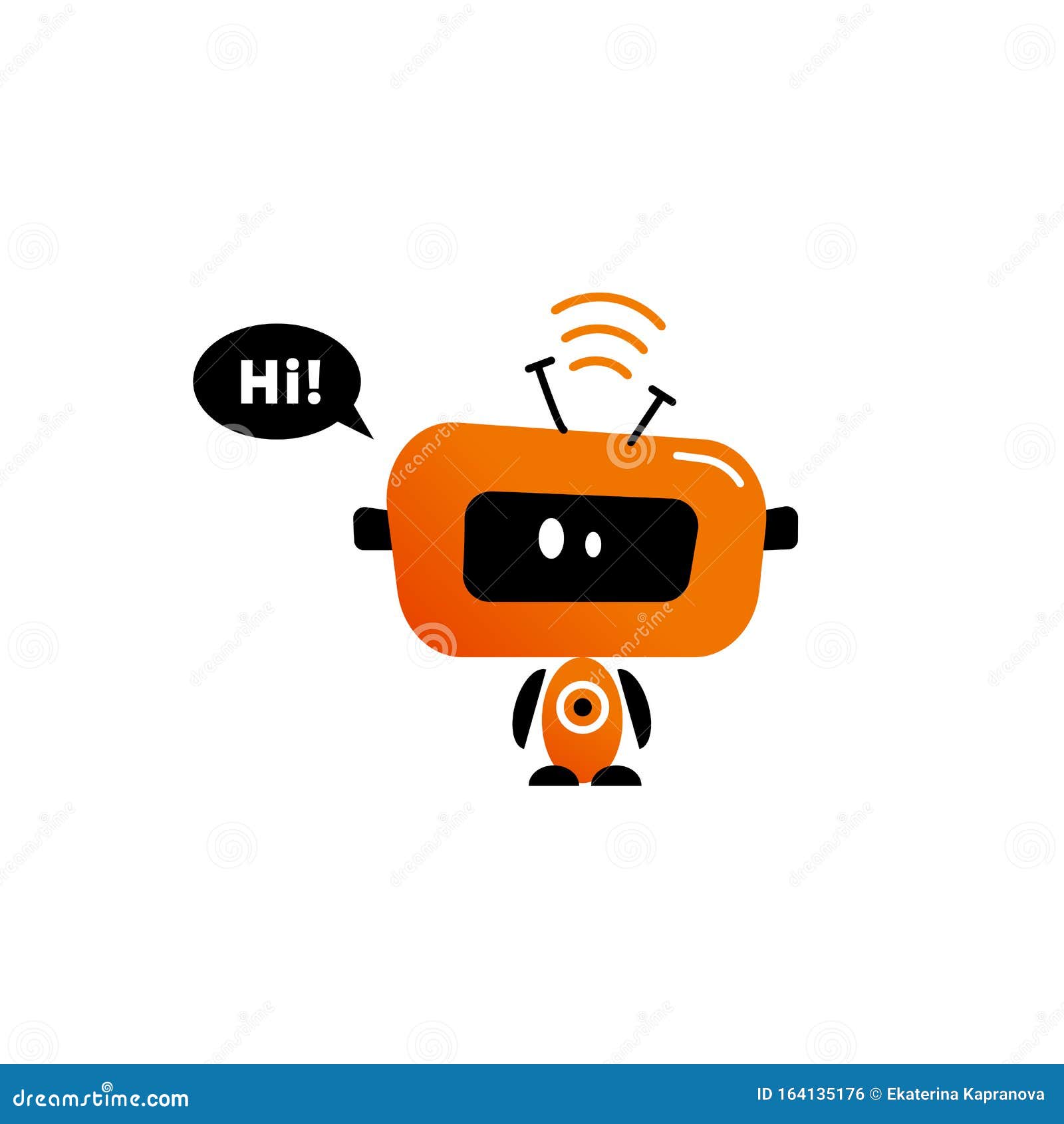 Vector Flat Illustration Of Cute Robot Say Hi. Robot Assistance ...