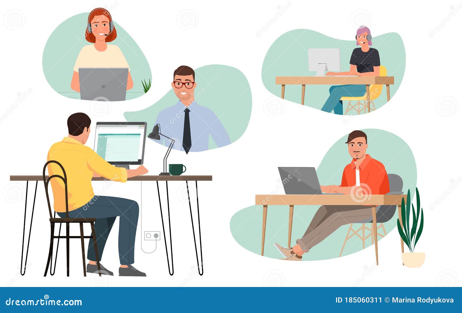 Remote Work through Instant Messengers. Stock Vector - Illustration of ...