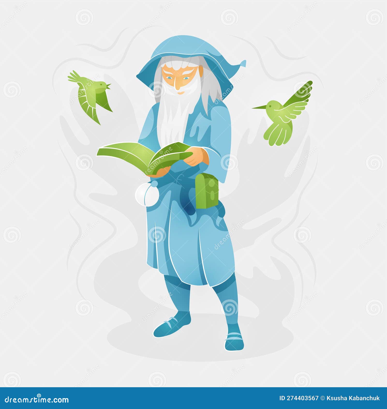 Druid wizard with birds stock vector. Illustration of cartoon - 274403567