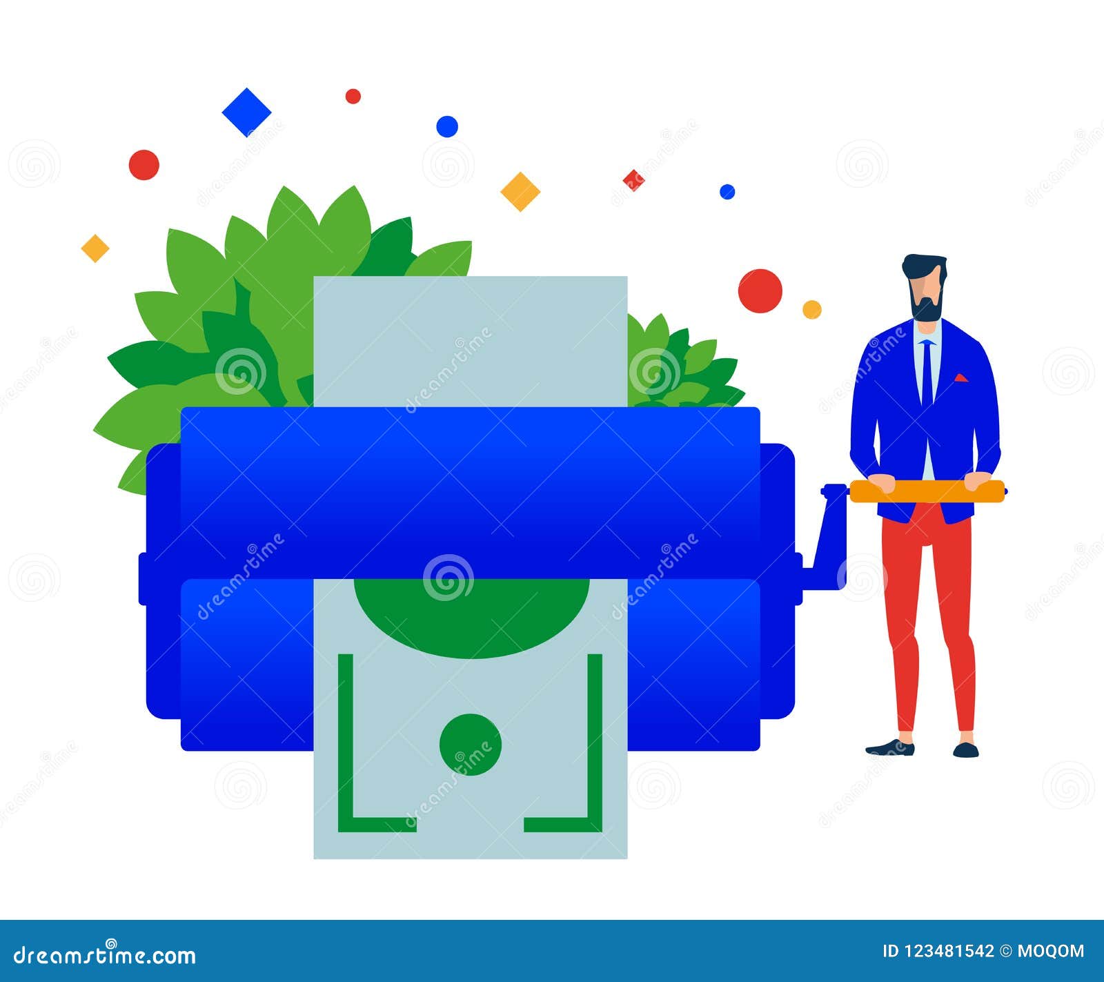 Money Maker. Man Prints Money. Stock Vector - Illustration of commerce ...