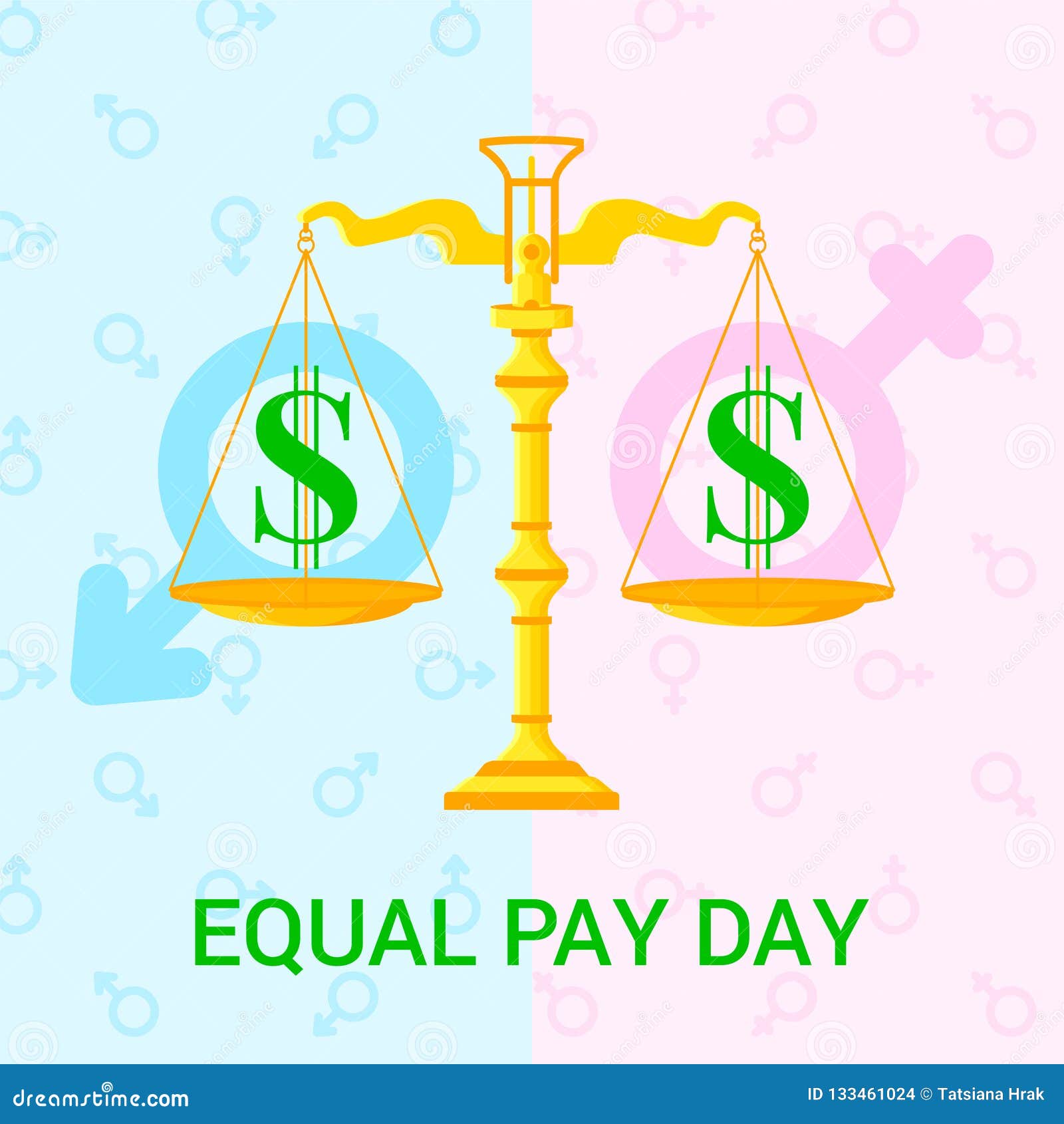 Vector Flat Illustration for Equal Pay Day. Stock Vector - Illustration ...