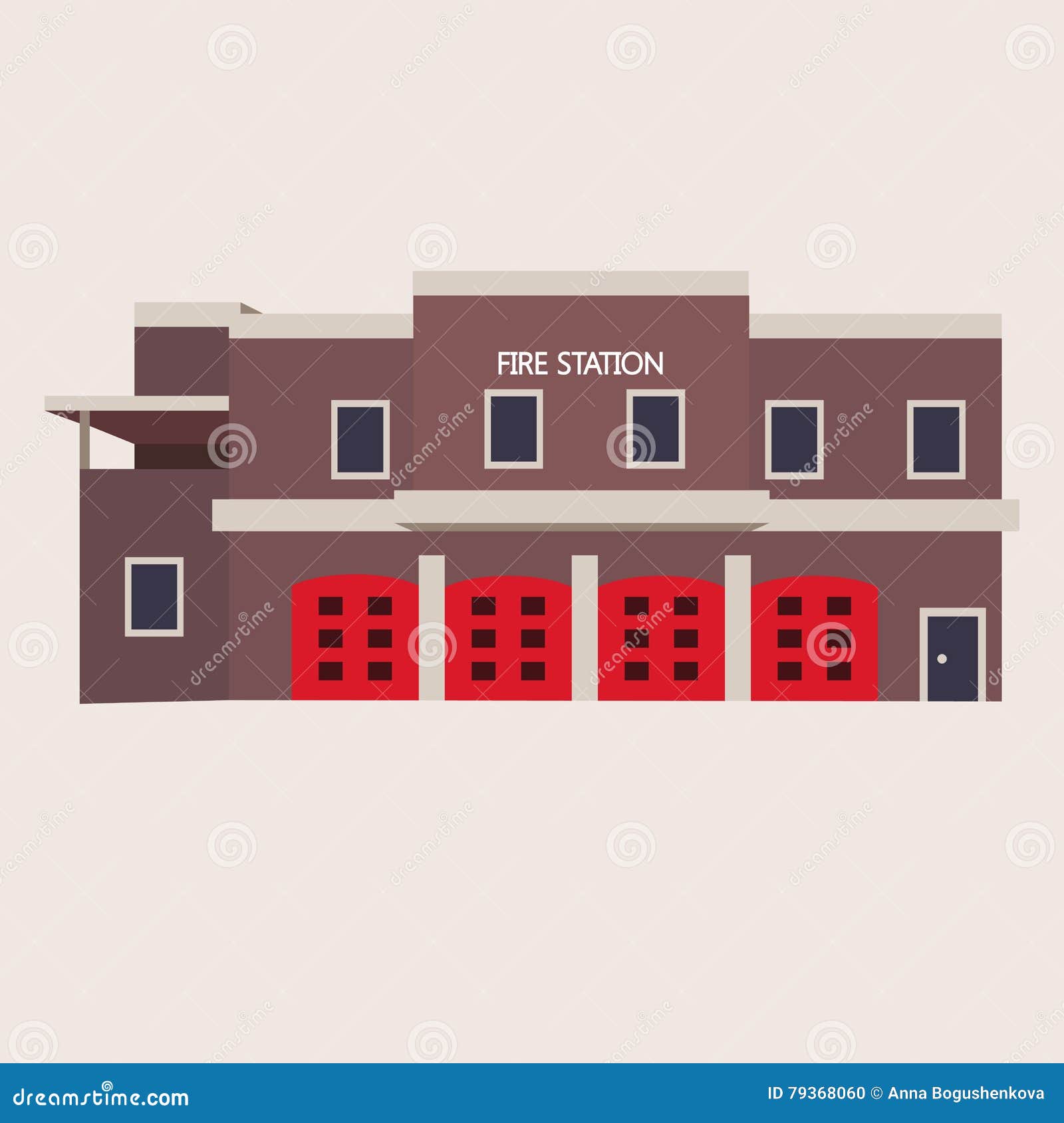 Vector Flat Illustration of Fire Station Stock Vector - Illustration of ...