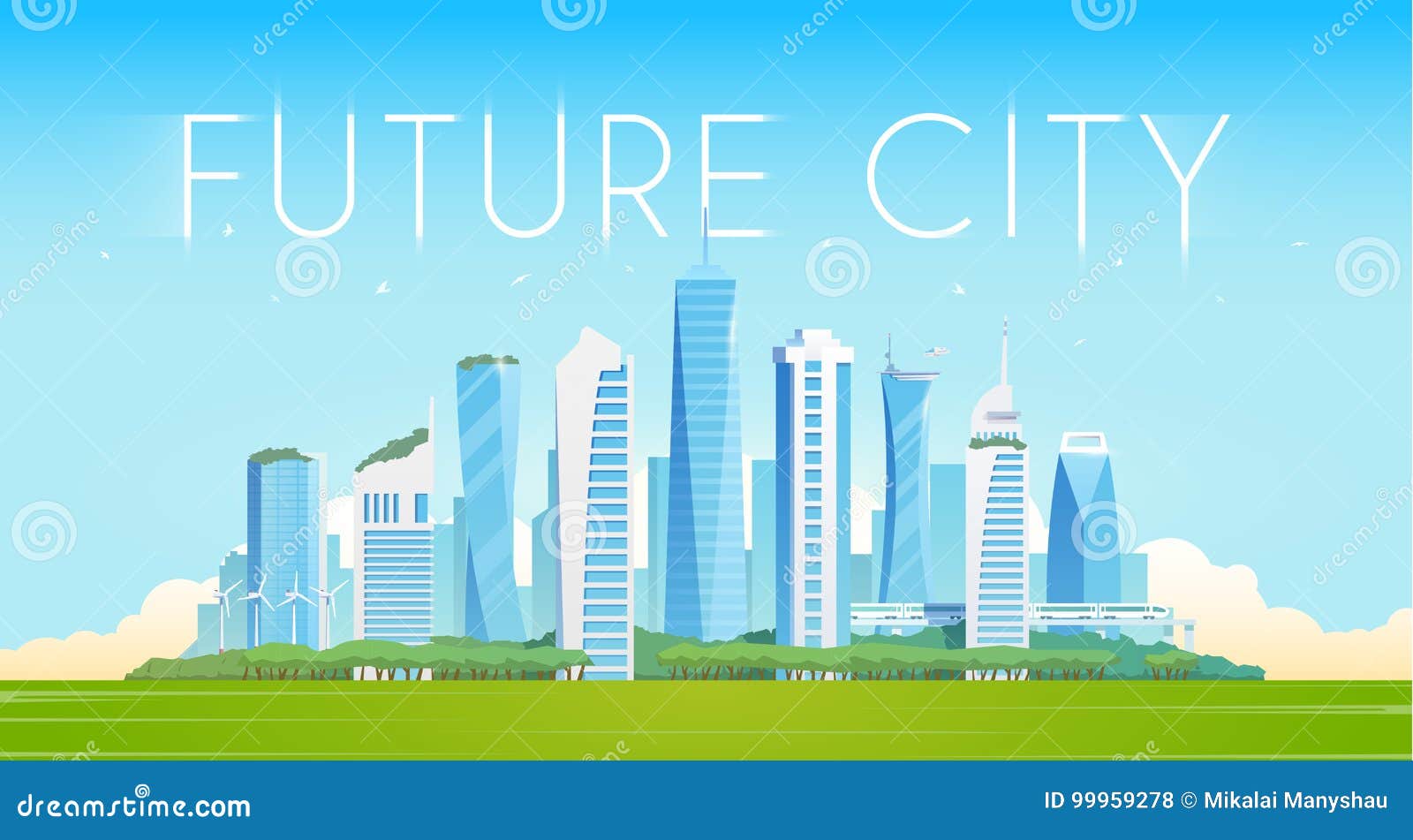 Future city stock vector. Illustration of downtown, abstract - 99959278
